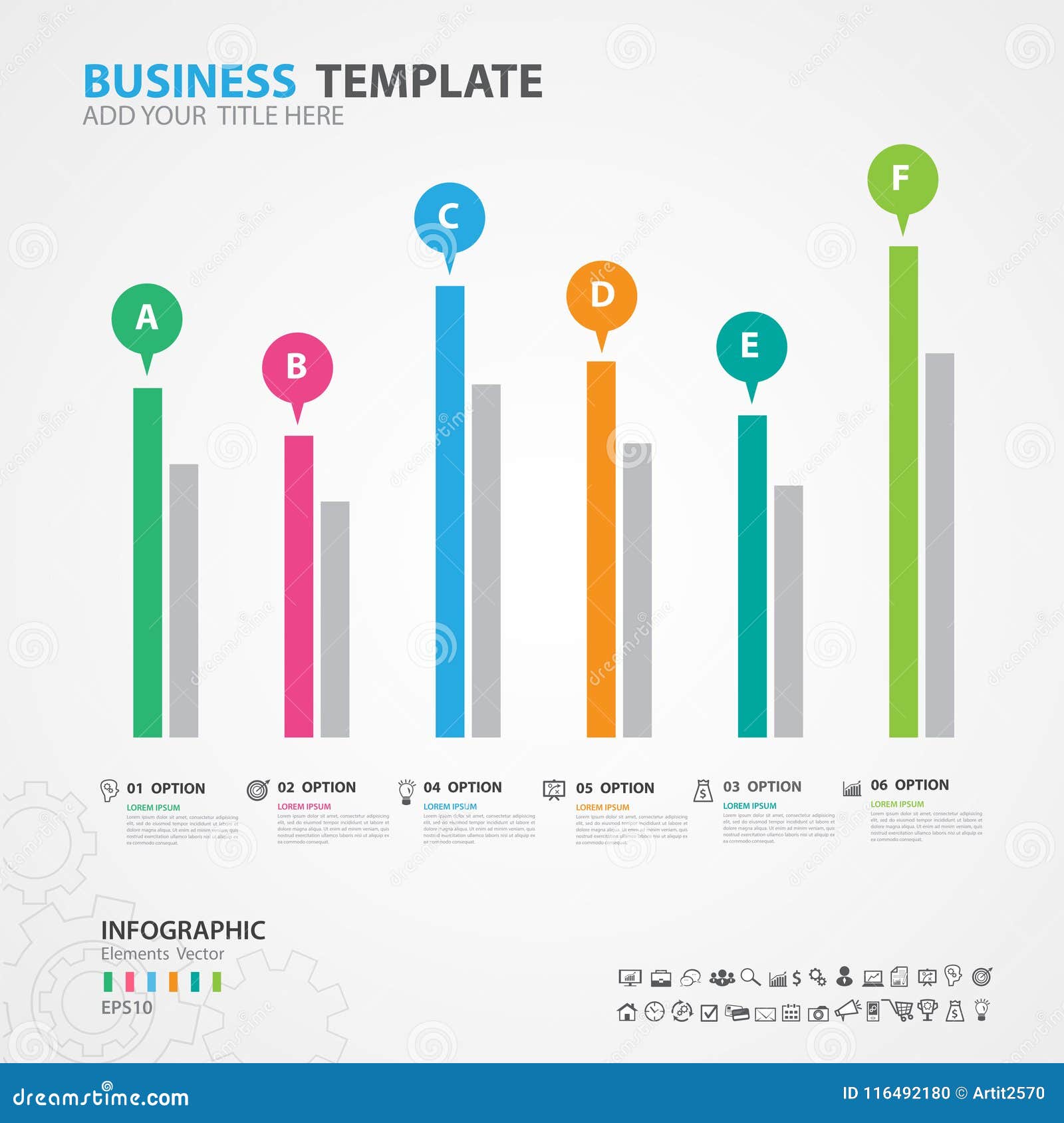 Infographics Elements Diagram with 6 Steps, Options, Slide ...