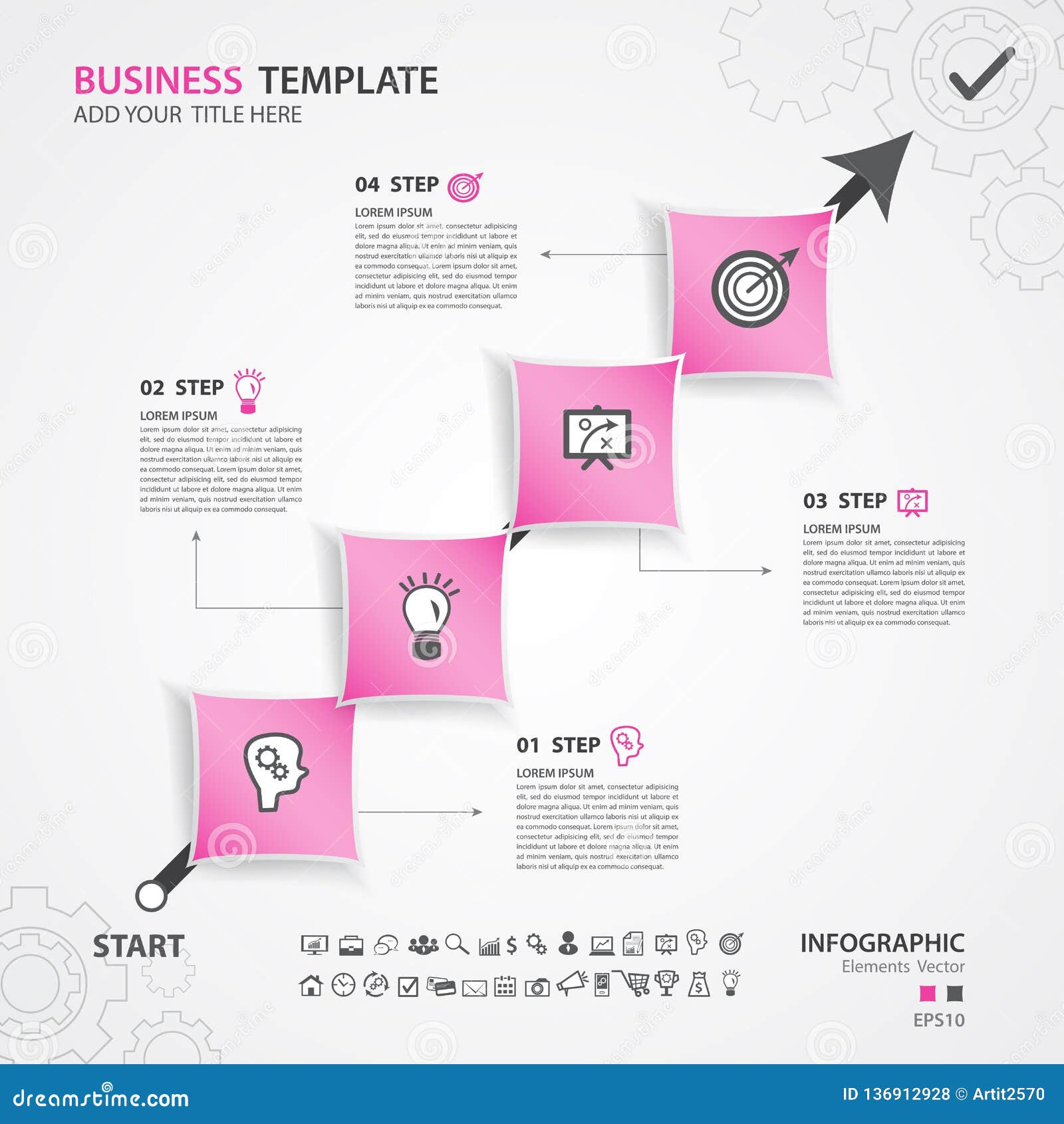 Infographics Elements Diagram with 4 Steps, Options, Vector ...