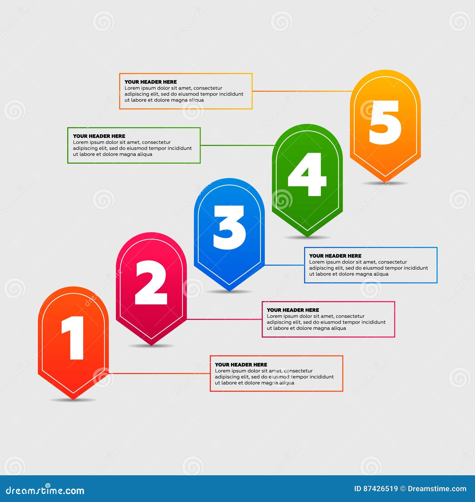 Infographics Elements. Five Steps Process Stock Vector - Illustration ...