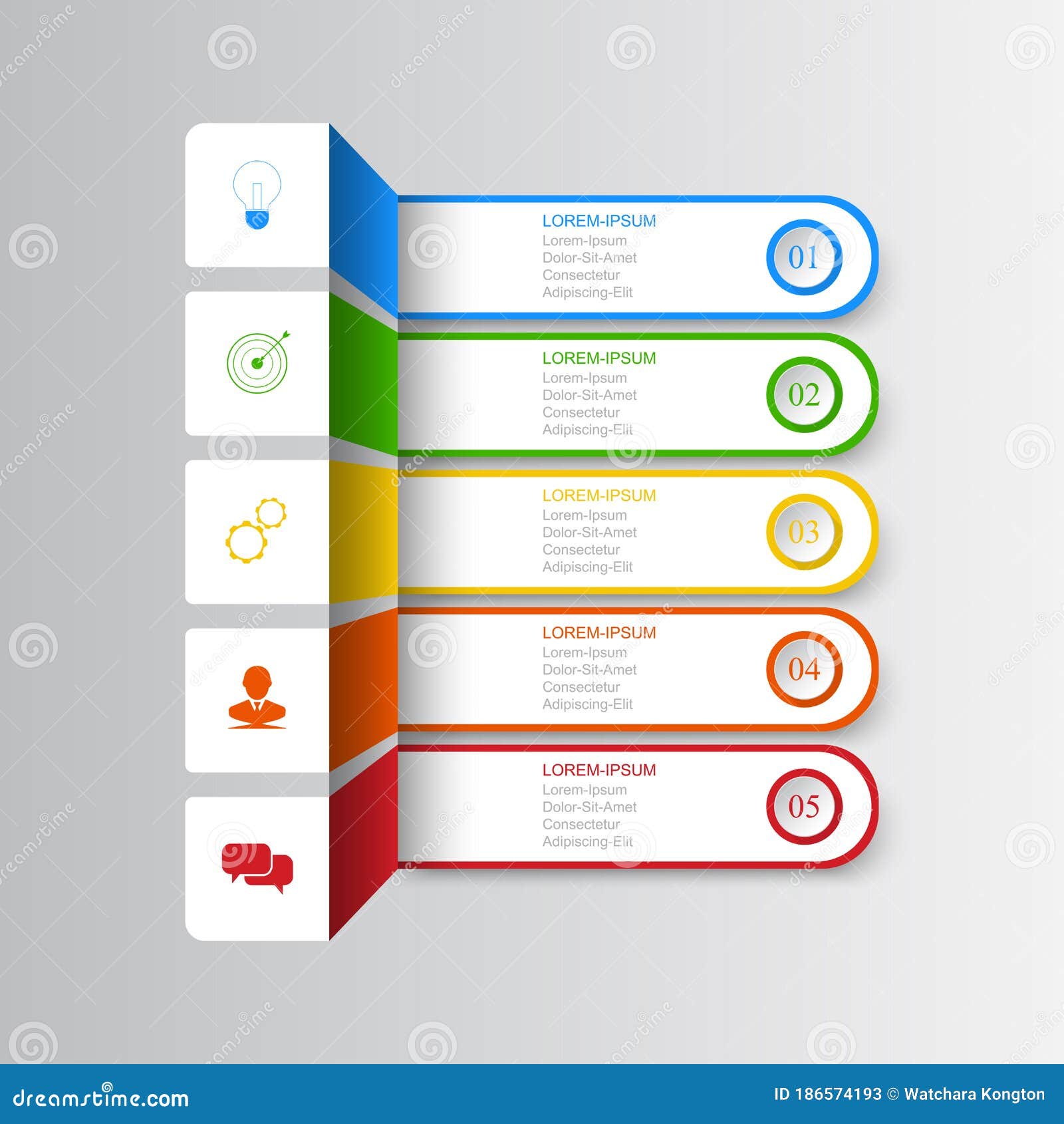 Infographics of 5 Elements Horizontal Business Data Visualization ...