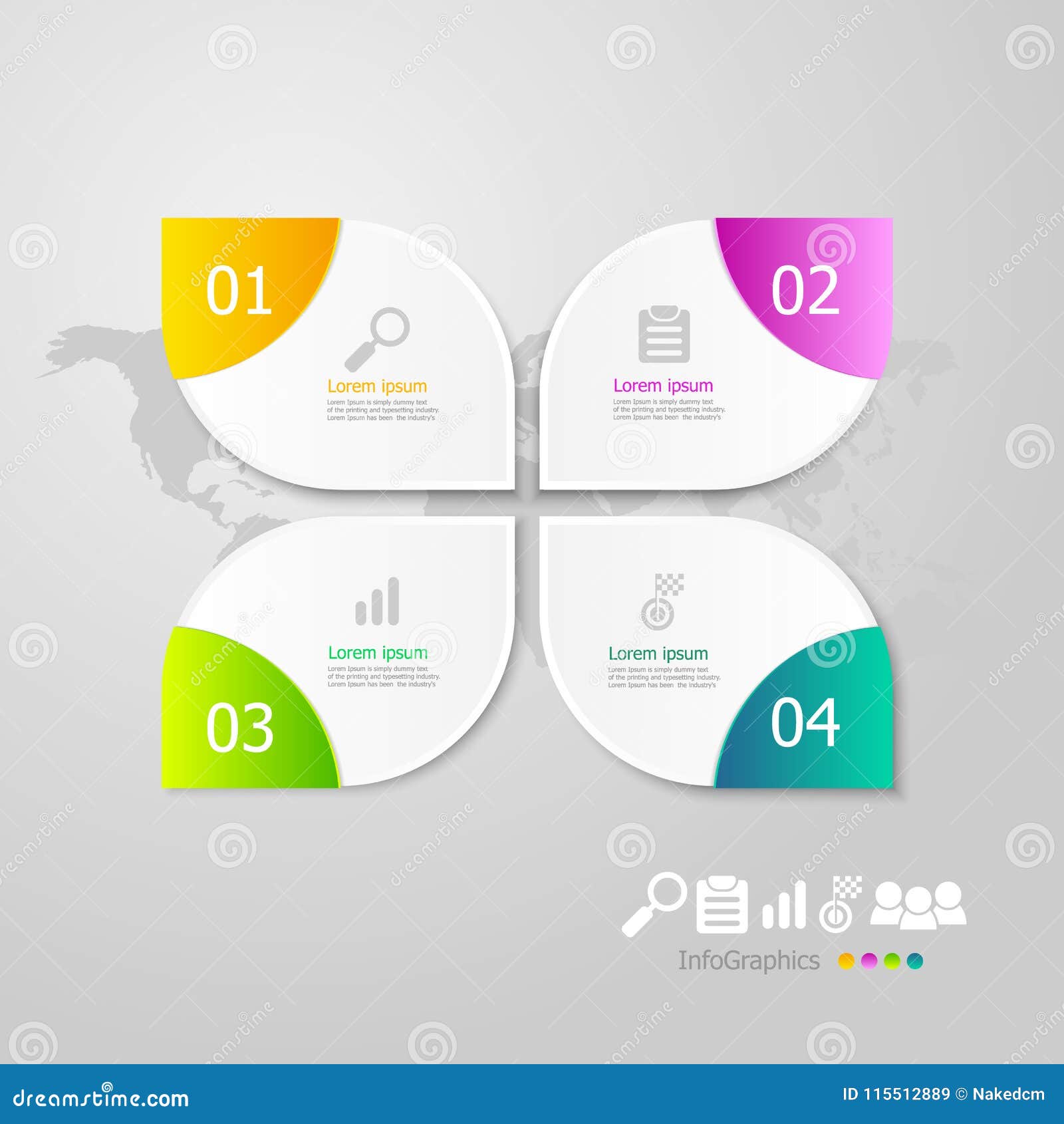 Infographics Elements Layout 4 Steps for Business Presentation Stock ...