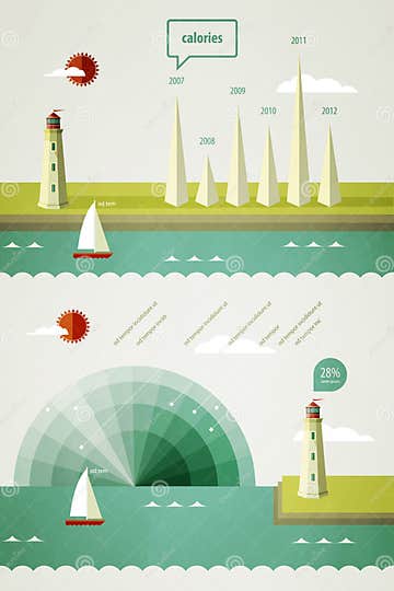 Infographics Elements with a Lighthouse Stock Vector - Illustration of ...