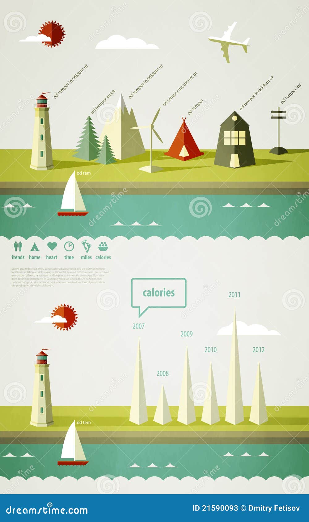 Infographics Elements with a Lighthouse Stock Vector - Illustration of ...