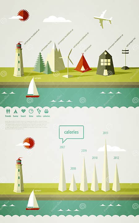 Infographics Elements with a Lighthouse Stock Vector - Illustration of ...