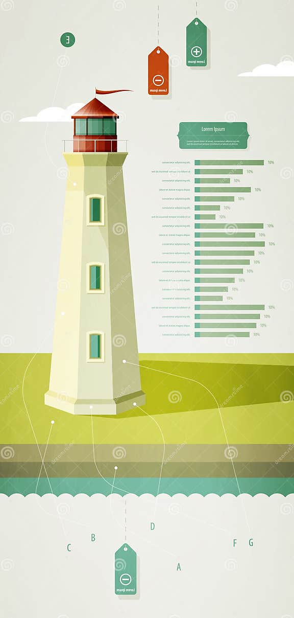 Infographics Elements with a Lighthouse Stock Vector - Illustration of ...