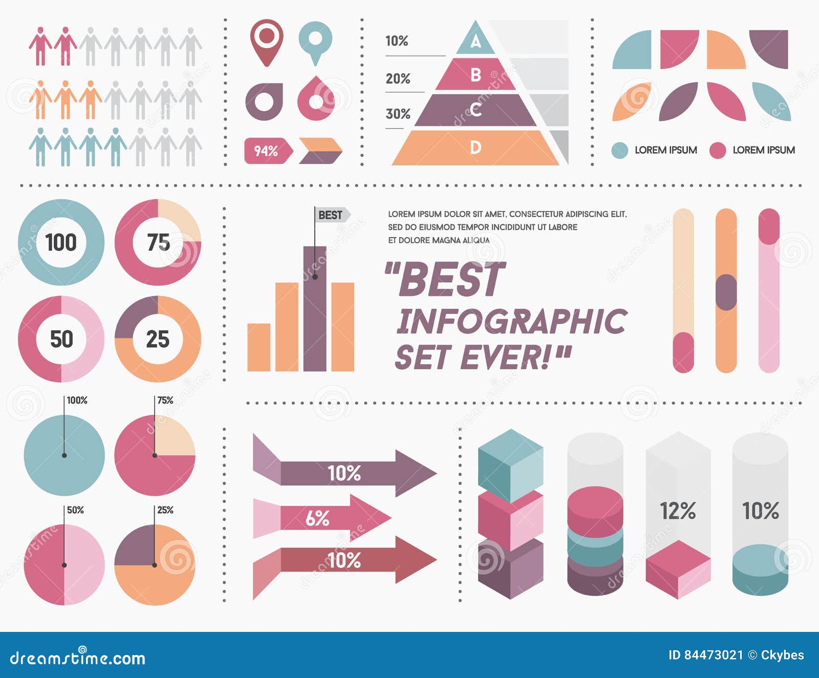 Infographics Elements and Objects Big Huge Set All Kinds of Info Stock ...