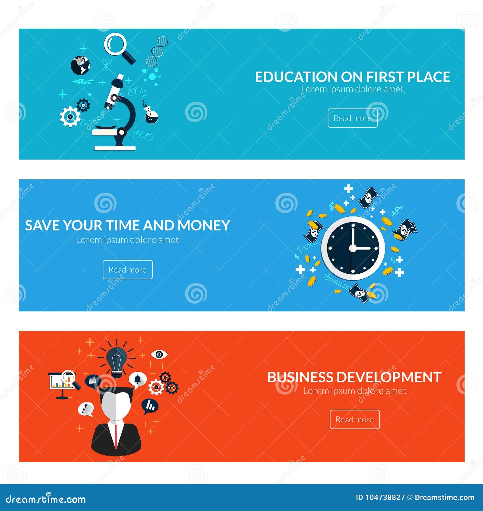 Flat designed banners stock vector. Illustration of chart - 104738827