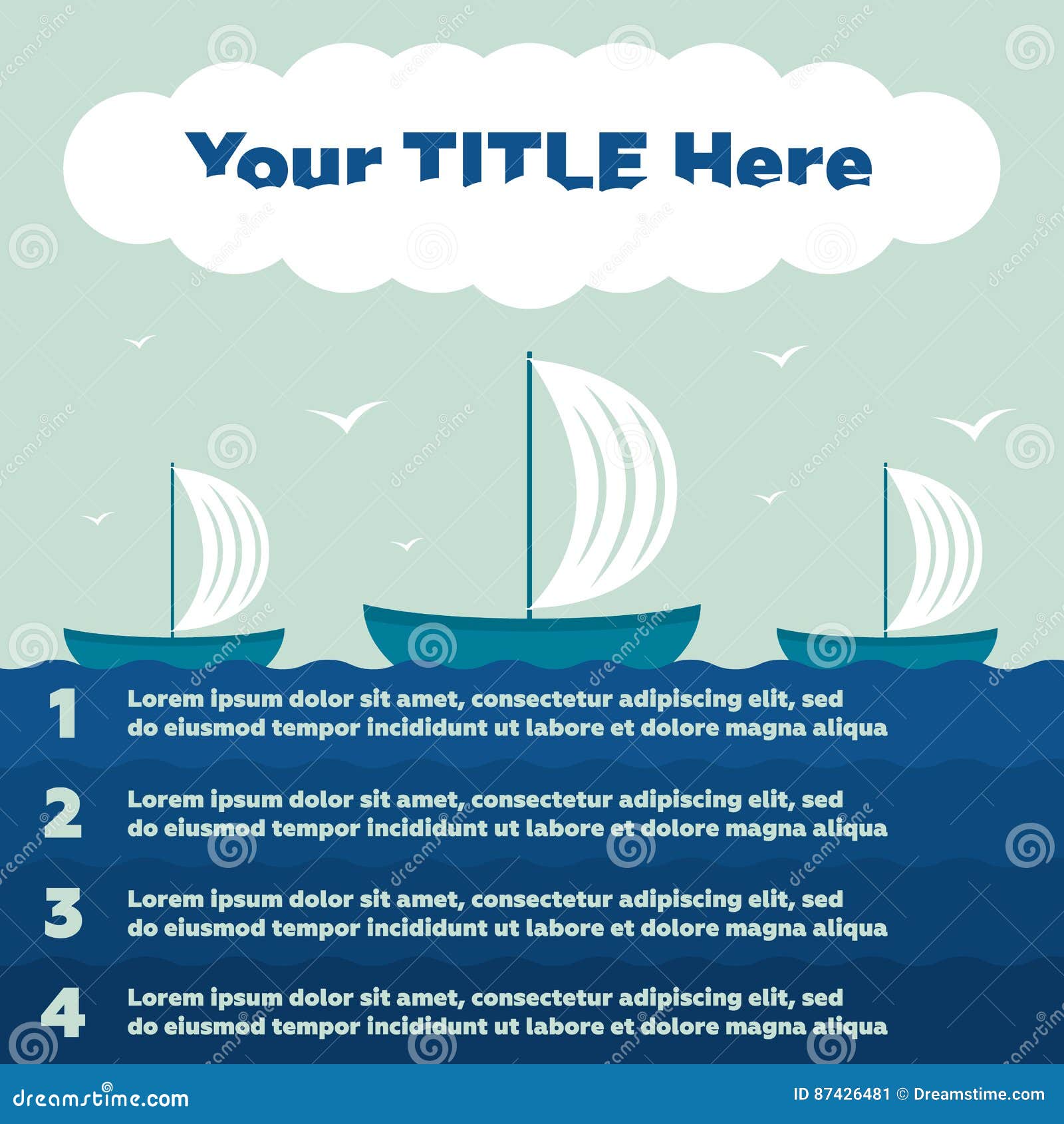 Infographics Elements. Ship in the Sea, 4 Steps Stock Vector ...