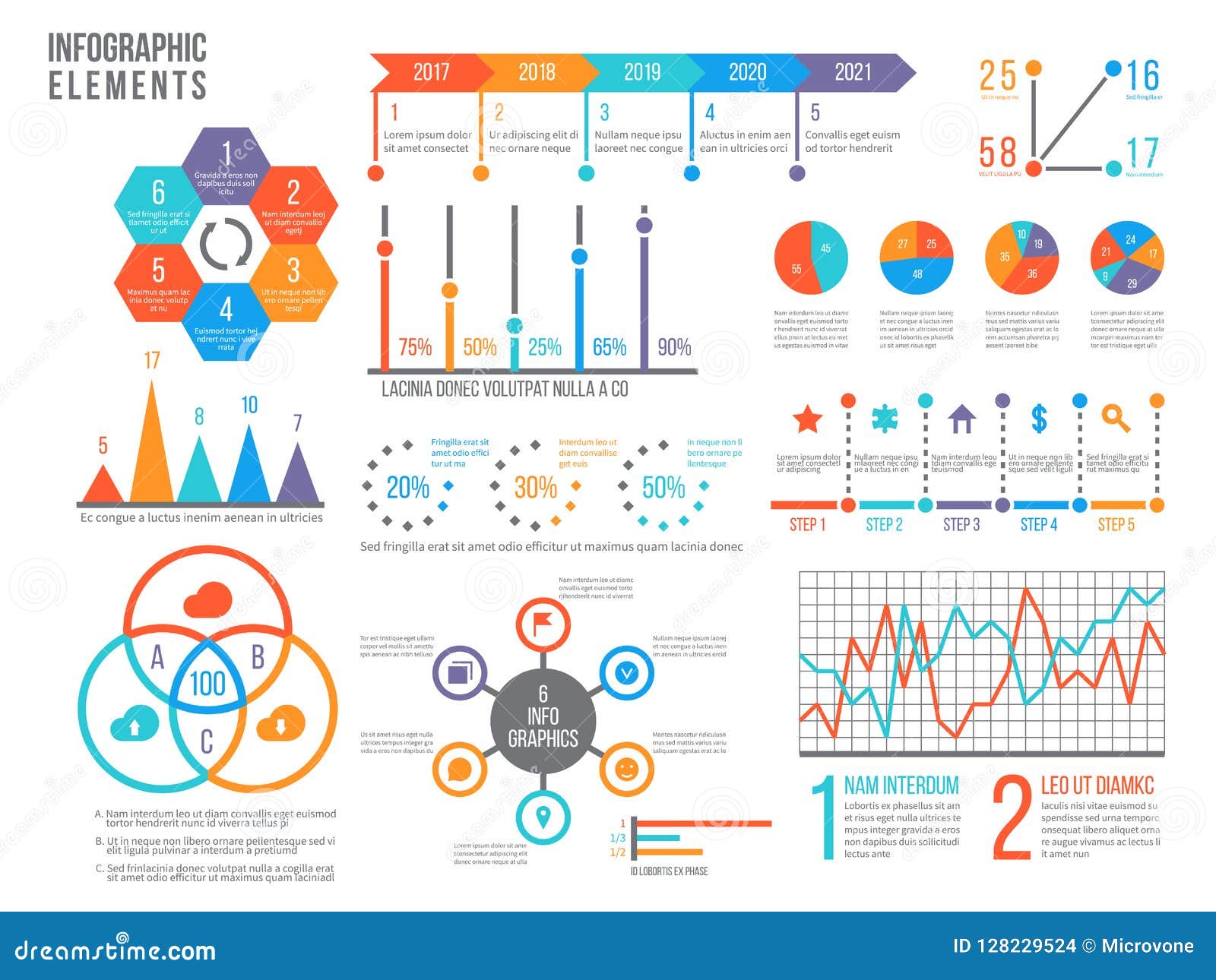 Infographics Elements. Statistics Chart, Option Flowchart And Timeline ...