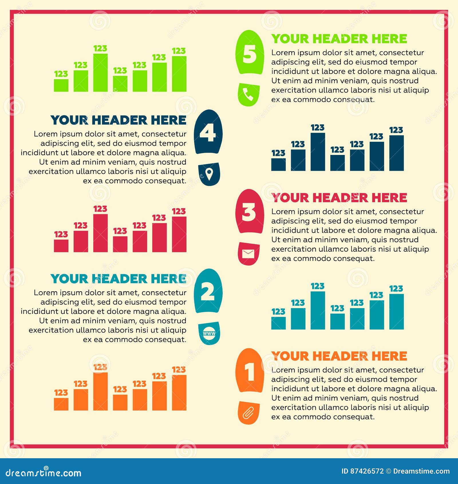 Infographics Elements - Steps and Line Chart Stock Vector ...