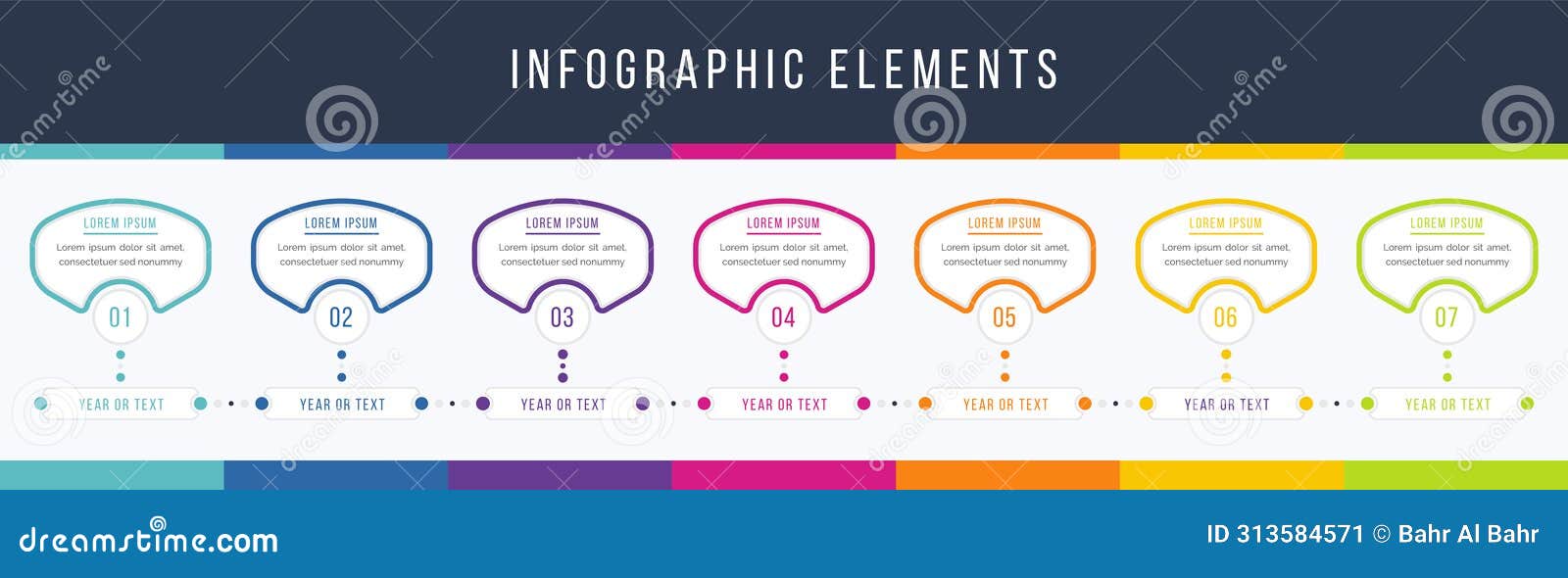 Infographics 7 Elements Timeline Objects for Business Information ...