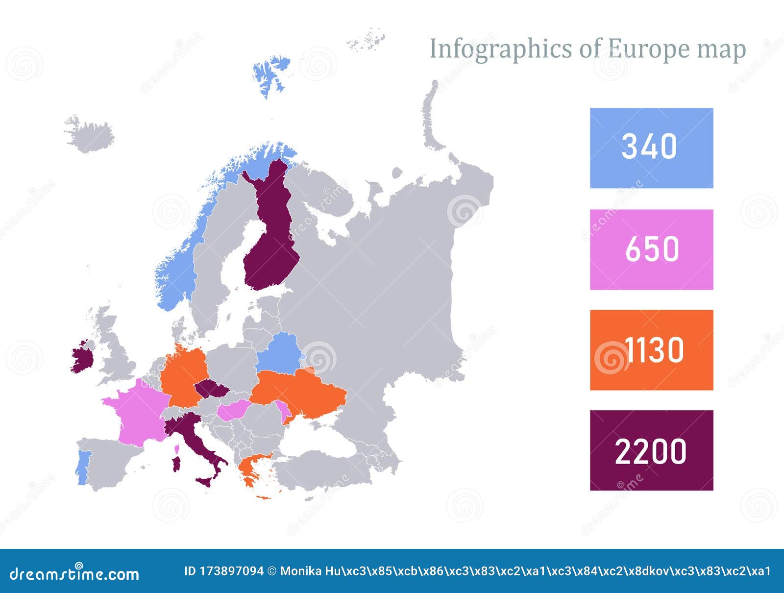 Infographics of Europe Map, Individual States Stock Vector ...