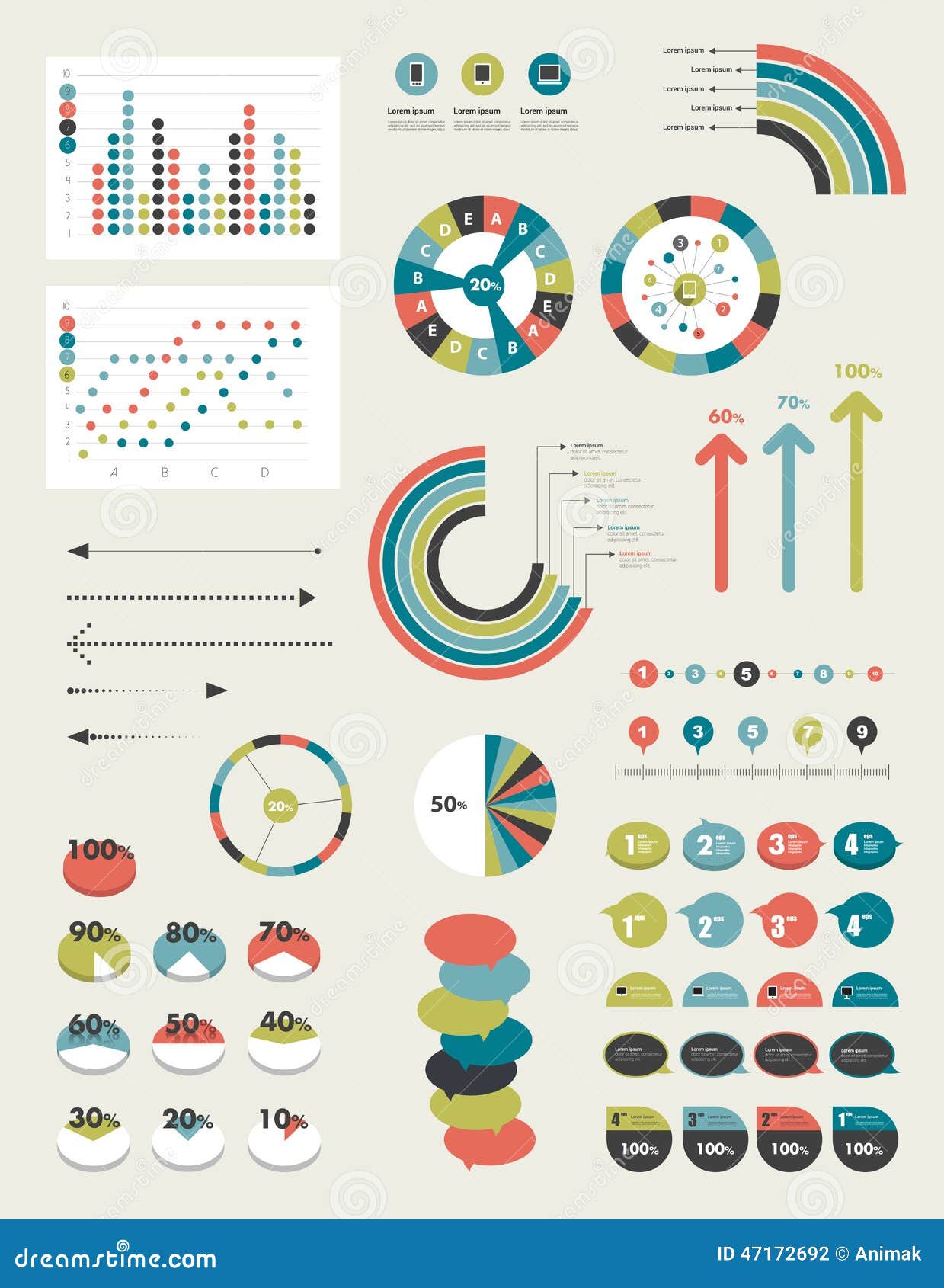 Infographics Flat Elements. Stock Vector - Illustration of annual ...