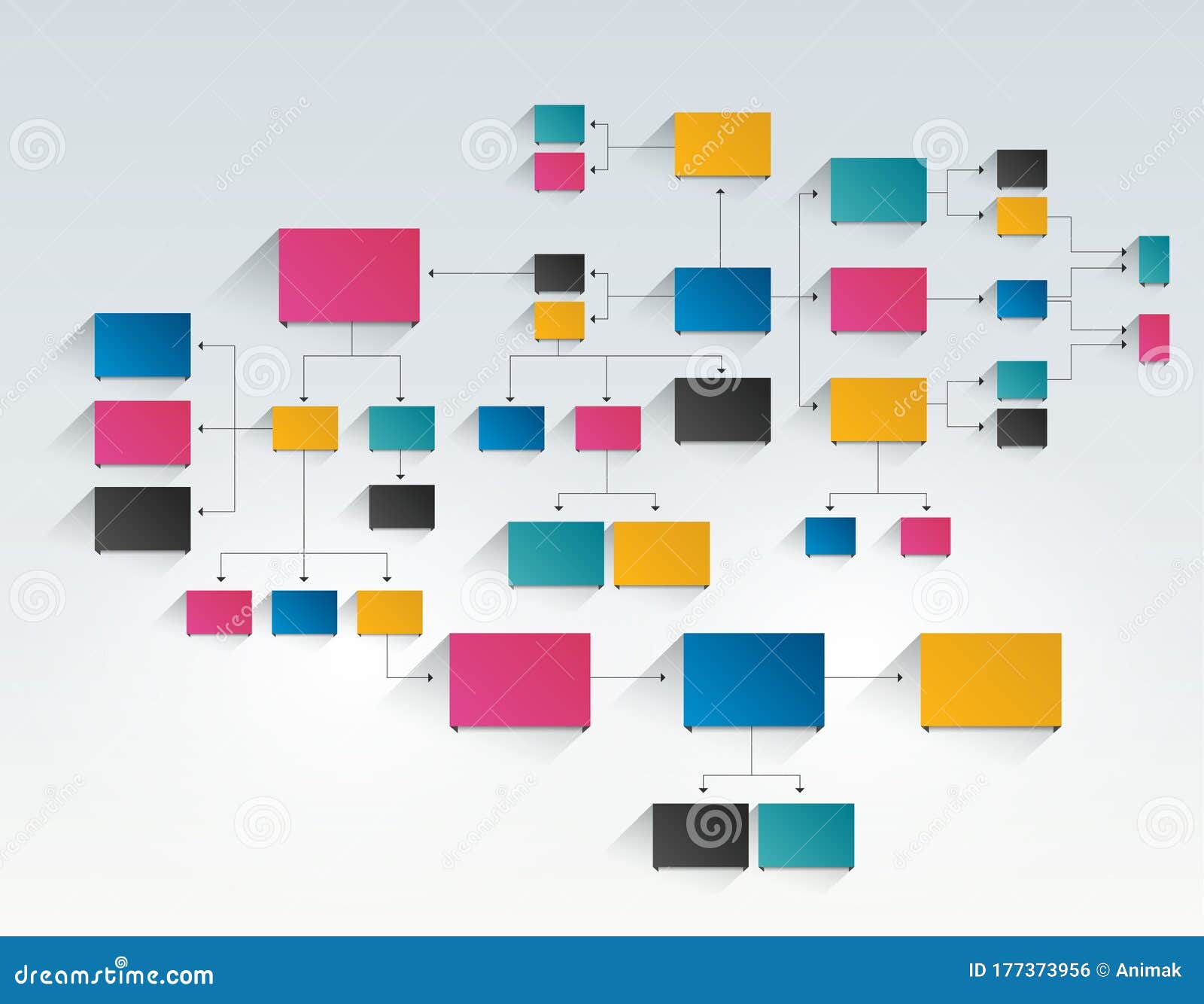 Infographics Flowchart. Colored Shadows Scheme Stock Vector ...