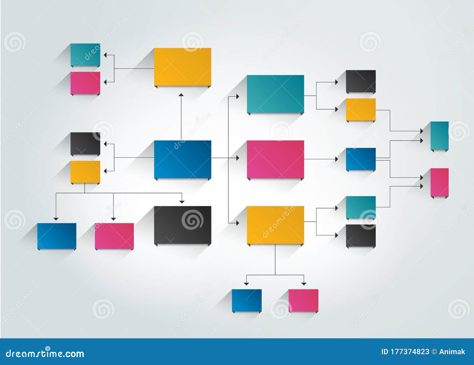 Infographics Flowchart. Colored Shadows Scheme Stock Vector ...