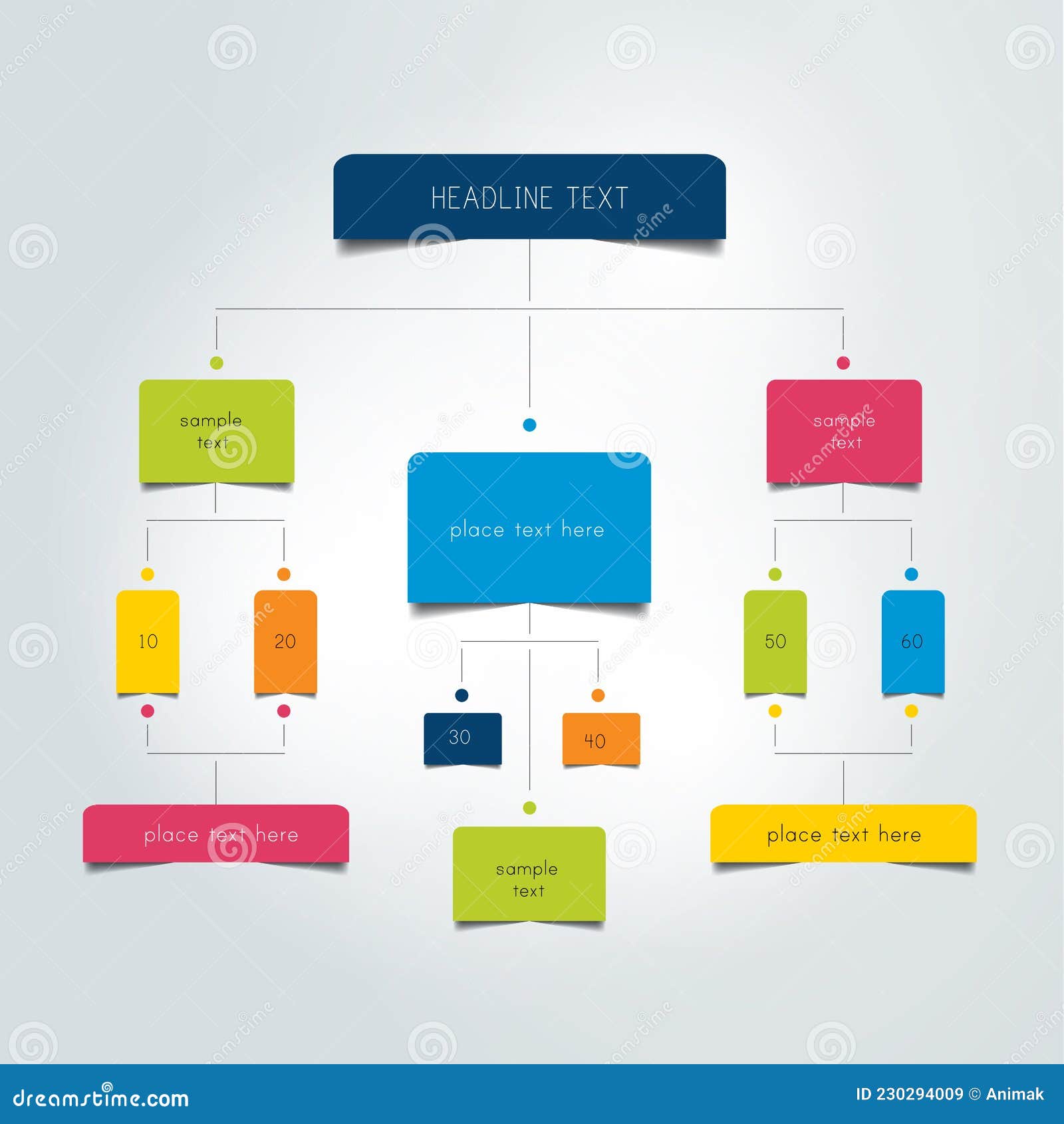 Infographics Flowchart. Colored Shadows Scheme Stock Vector ...
