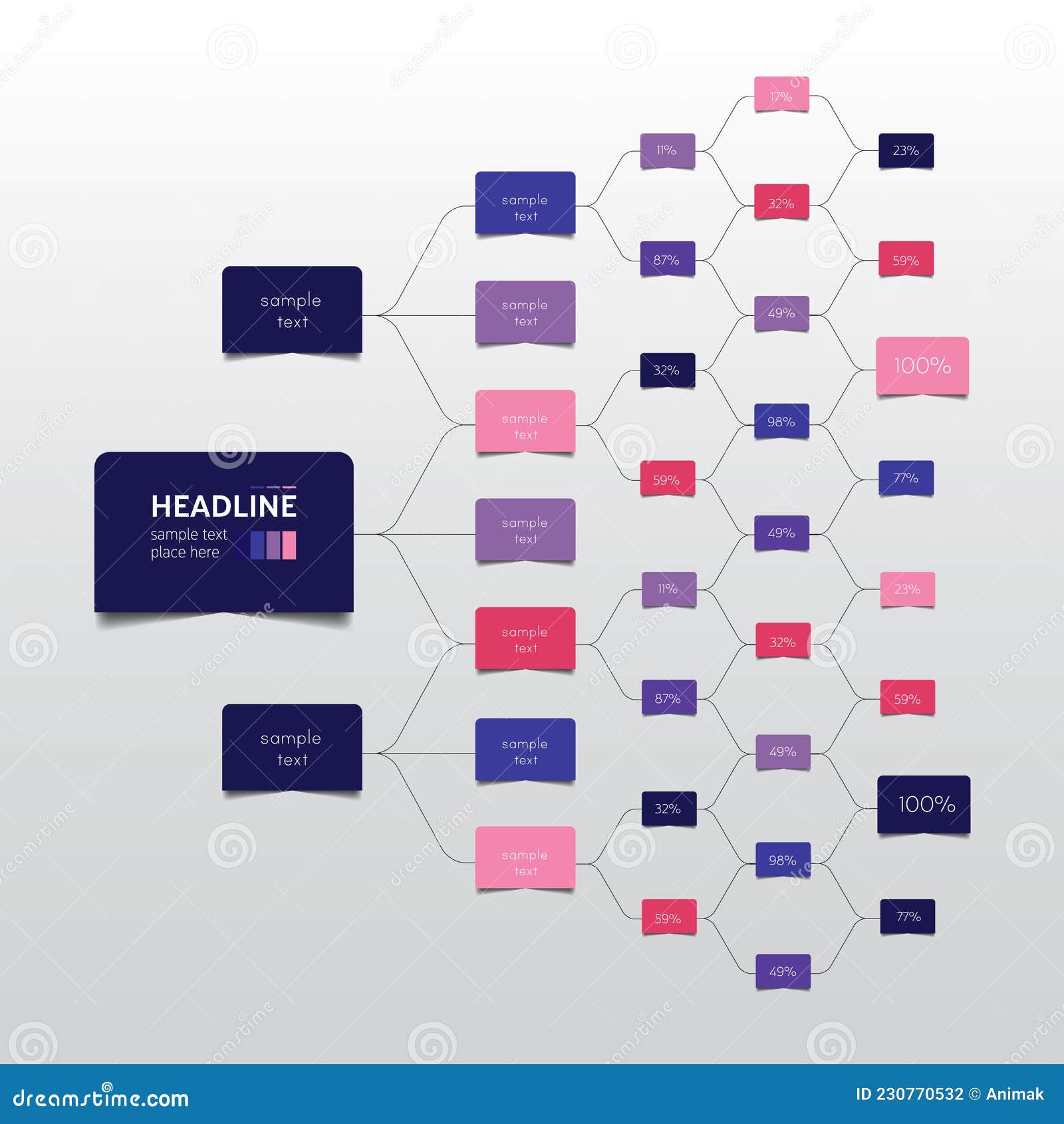 Infographics Flowchart. Colored Shadows Scheme Stock Vector ...