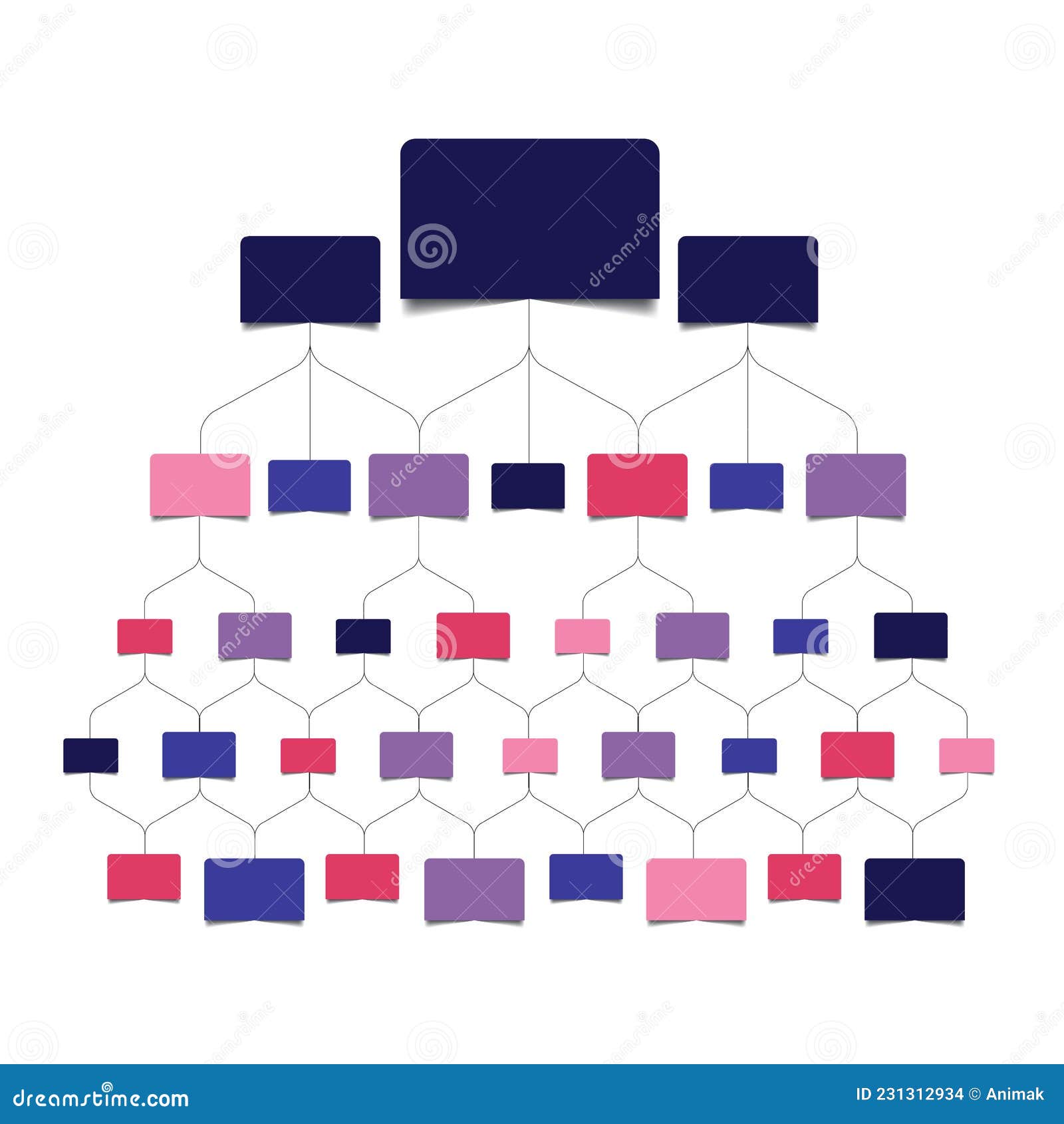 Infographics Flowchart. Colored Shadows Scheme Cartoon Vector ...