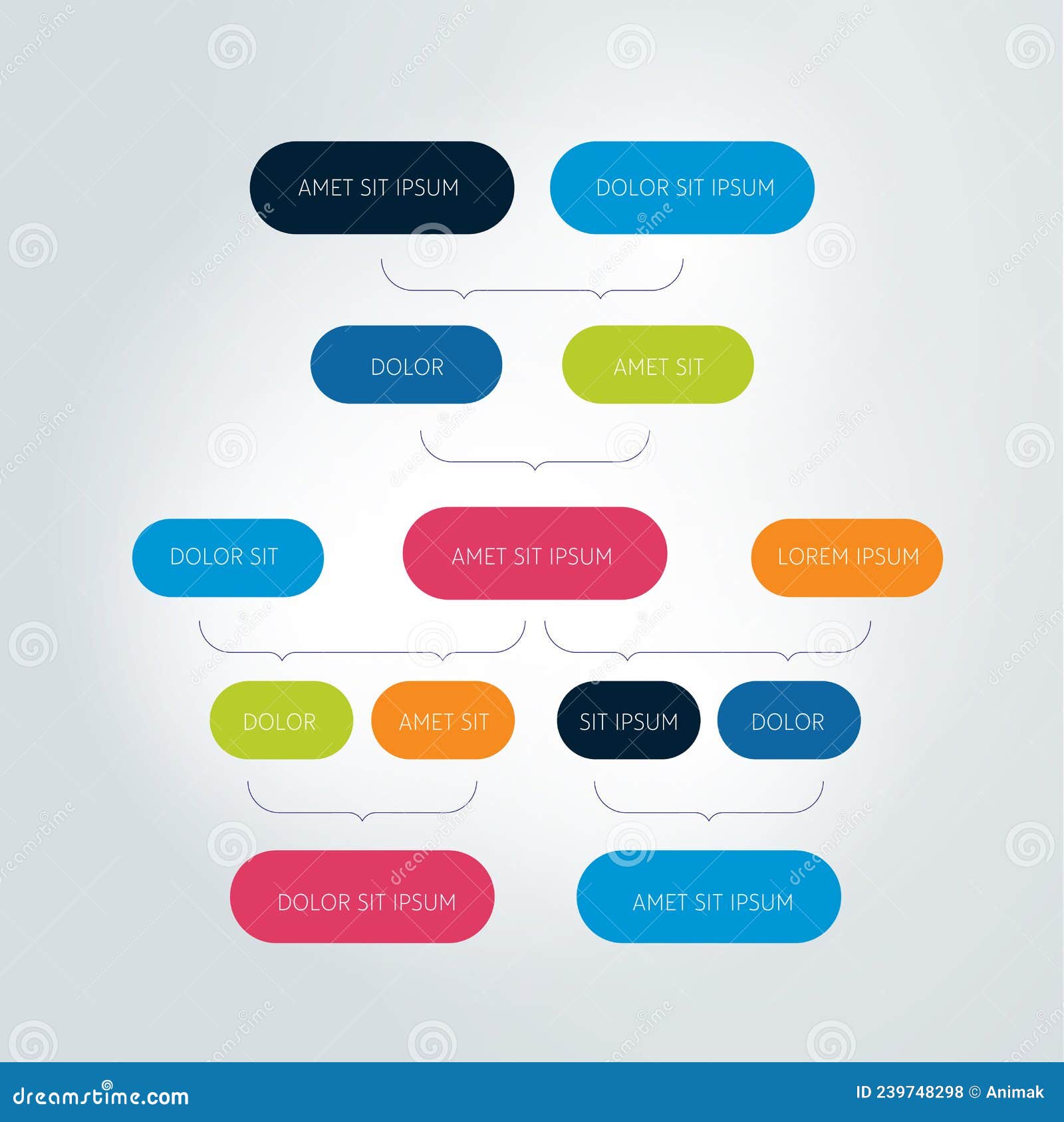 Infographics Flowchart. Colored Shadows Scheme Stock Vector ...