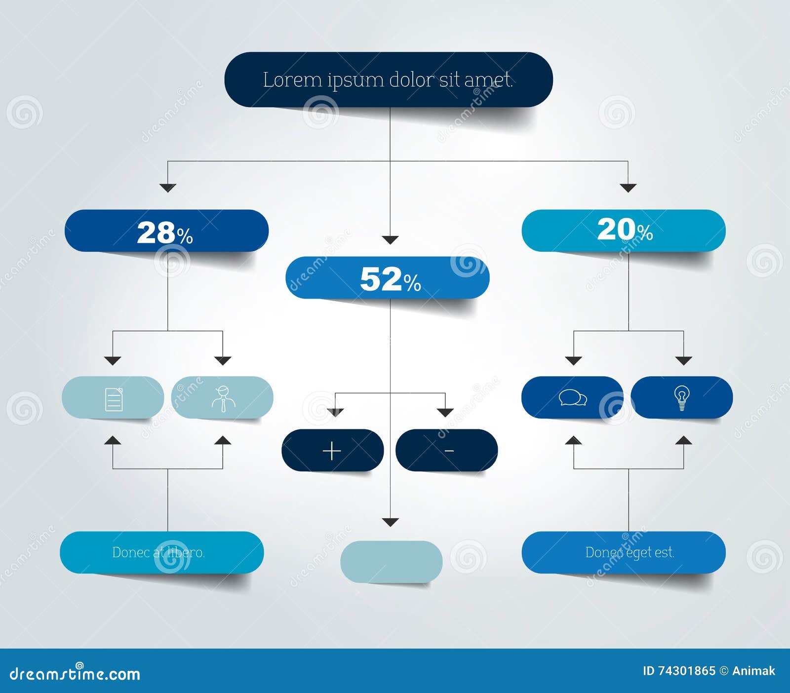Infographics Flowchart. Colored Shadows Scheme Stock Illustration ...
