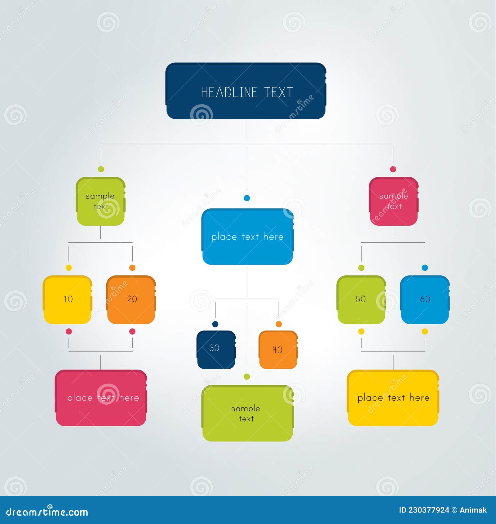 Infographics Flowchart. Colored Shadows Scheme Stock Vector ...