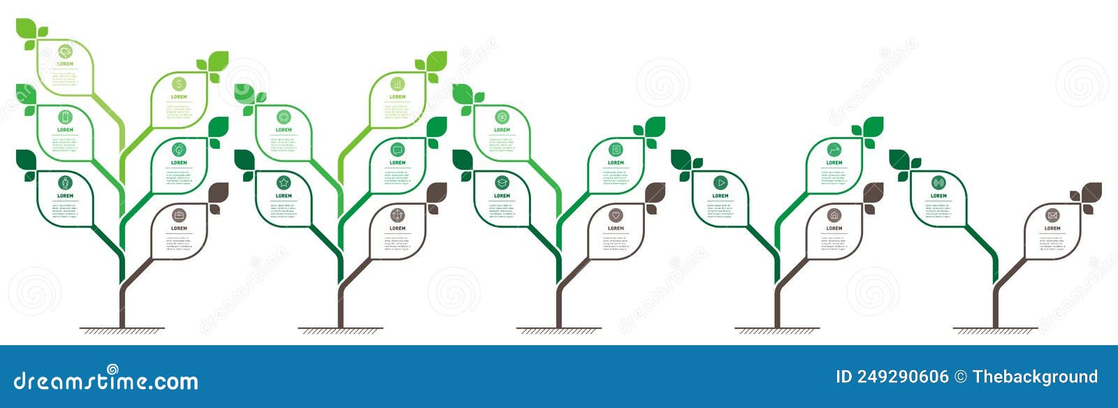Infographics in the Form of Trees with Leaves. Development and Growth ...