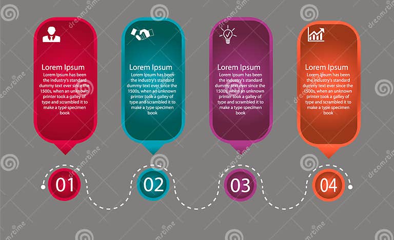 Infographics in Four Stages Stock Illustration - Illustration of data ...