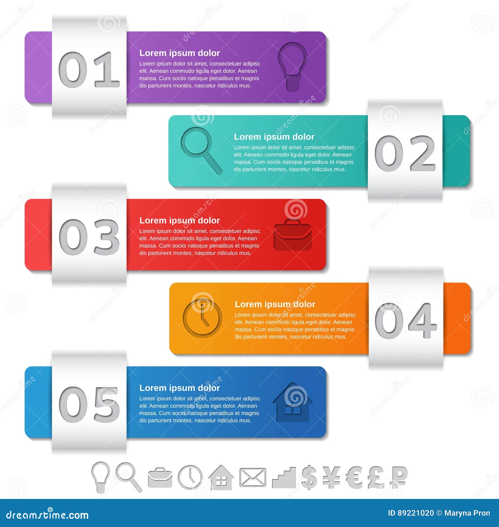 Infographics Timeline with 5 Steps. Business Concept. Vector ...