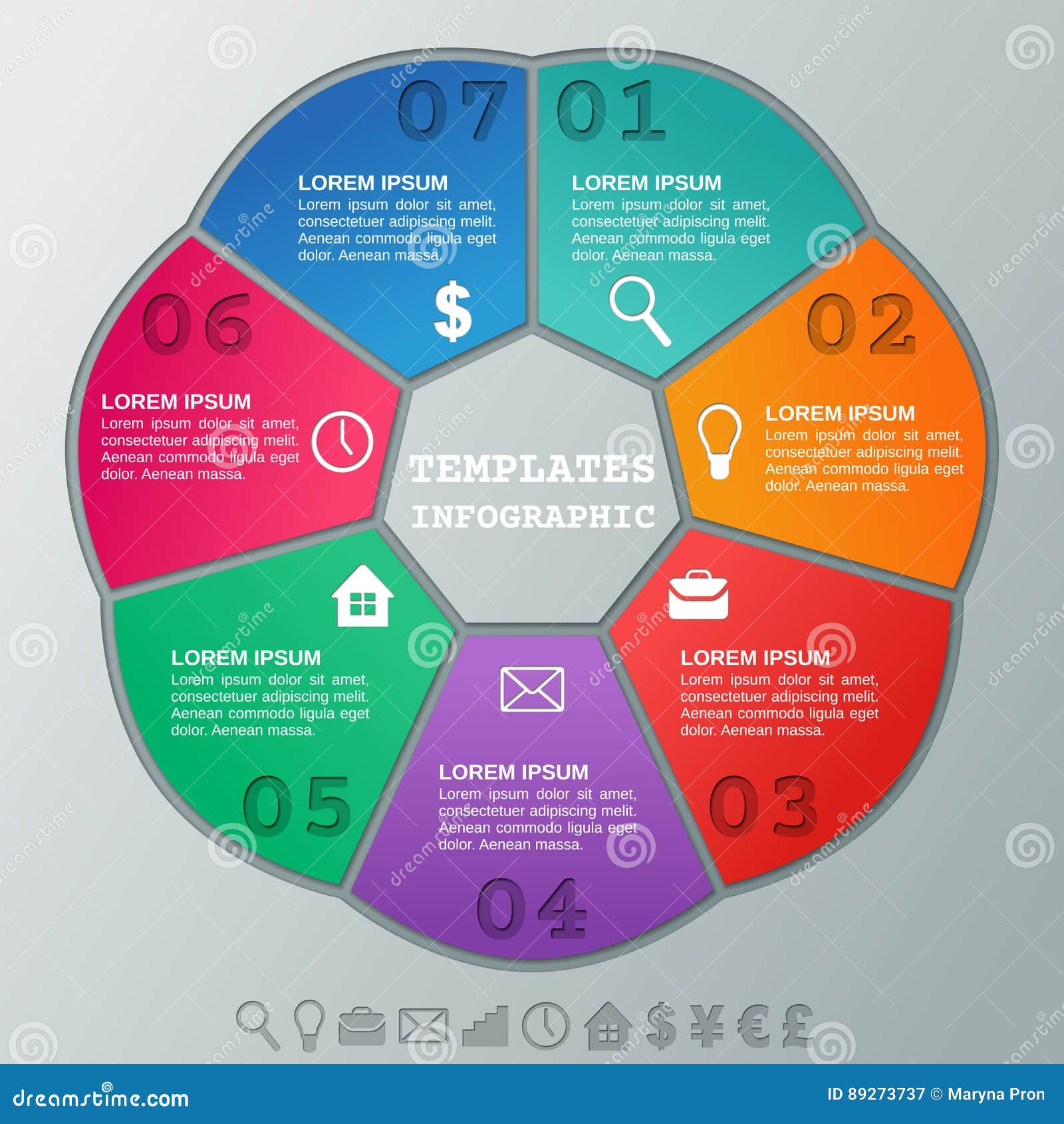 Infographics Frames. Vector Infographic Circular Templates 7 Steps ...