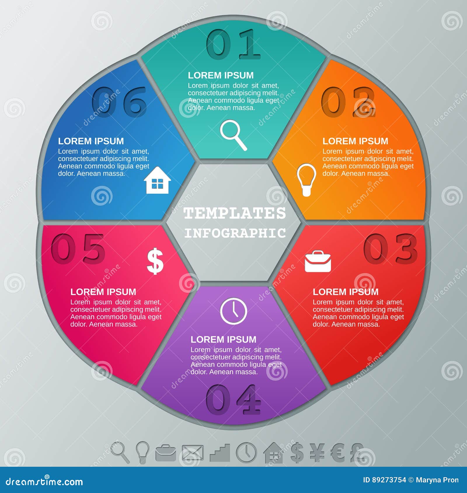 Infographics Frames. Vector Infographic Circular Templates 6 Steps ...