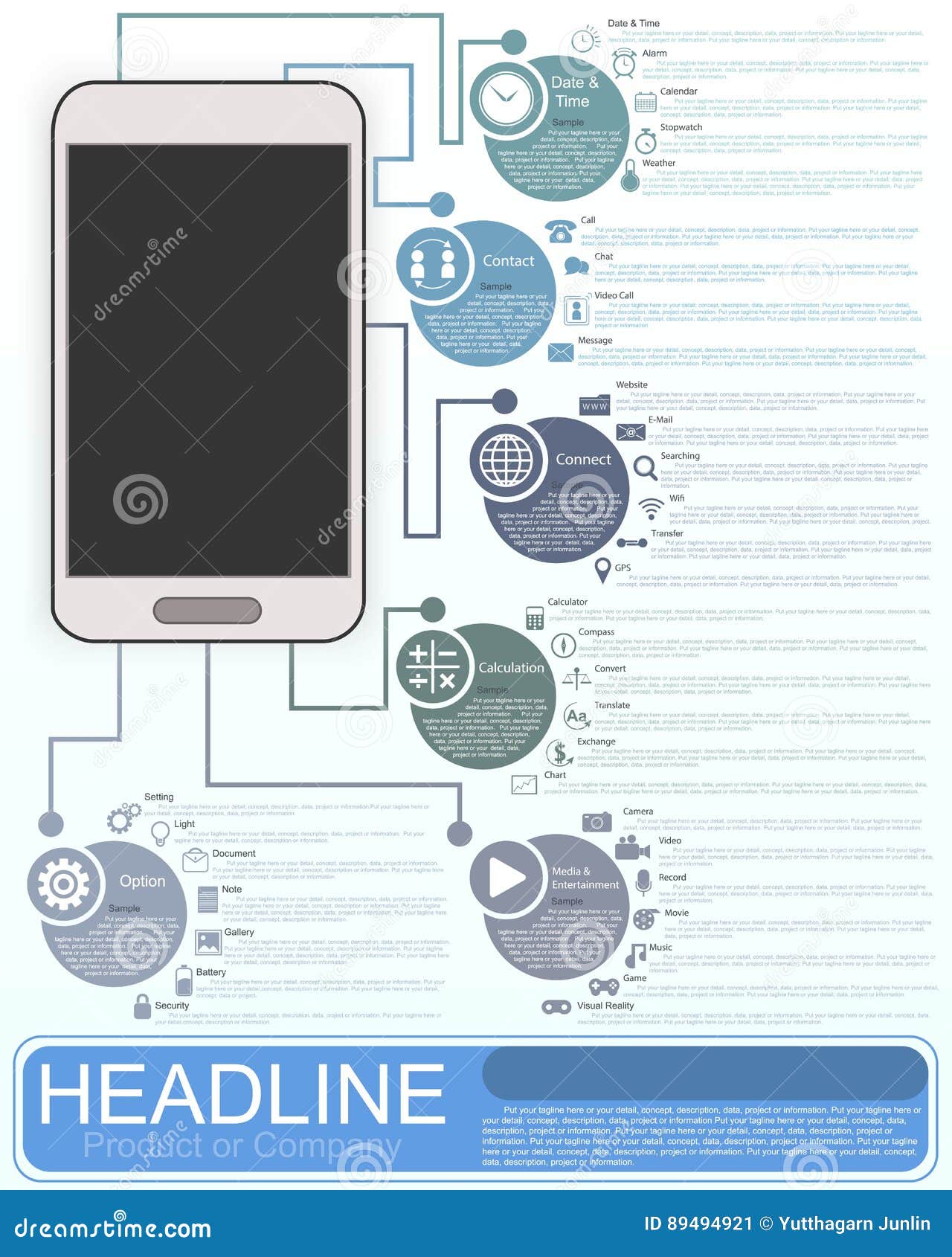 Infographics Function Smart Phone New Technology - Vector Stock Vector ...