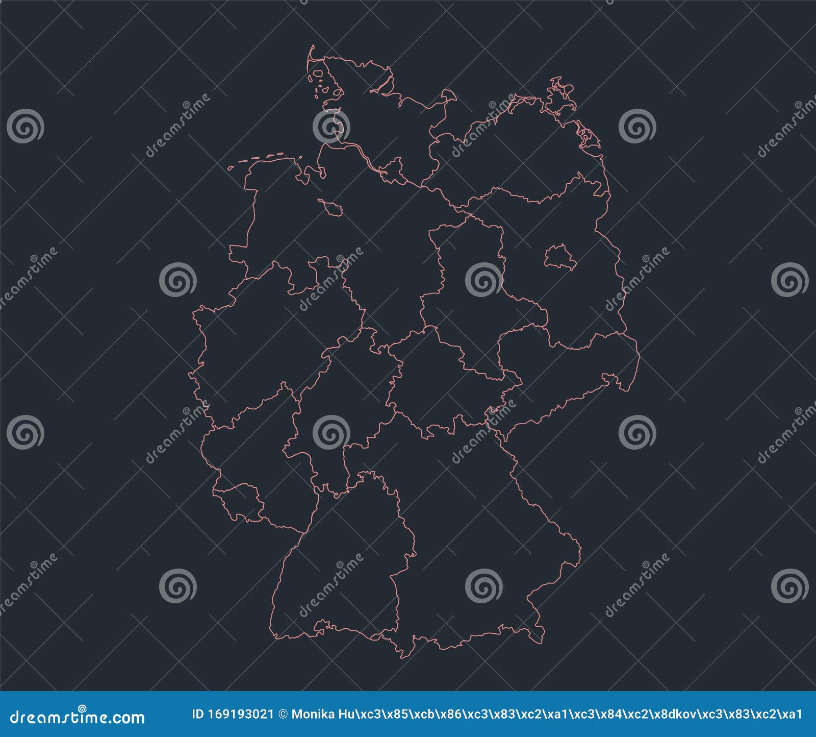 Infographics Germany Map Outline, Flat Design, Color Blue Orange Blank ...