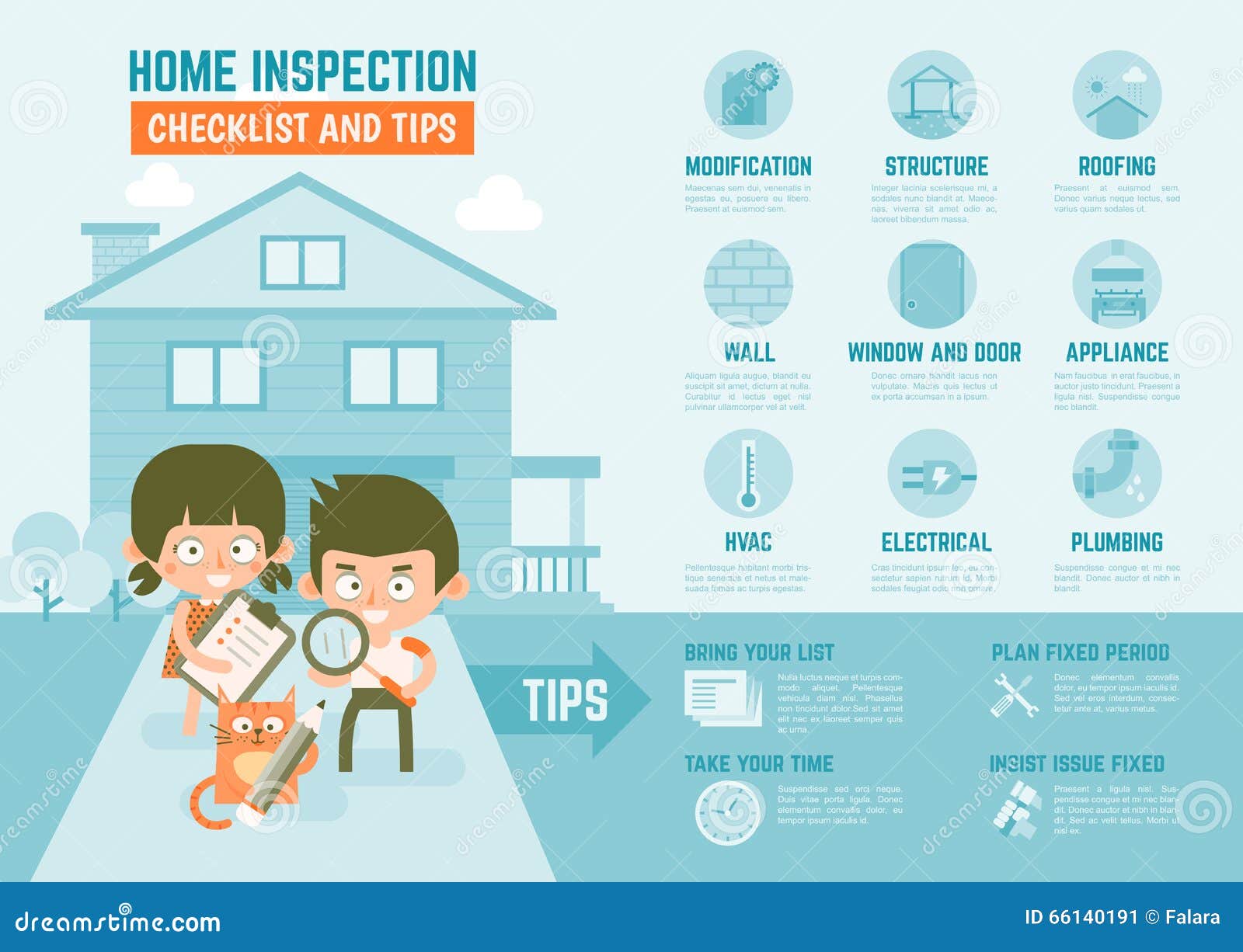 Infographics about Home Inspection Checklist and Tips Stock Vector ...