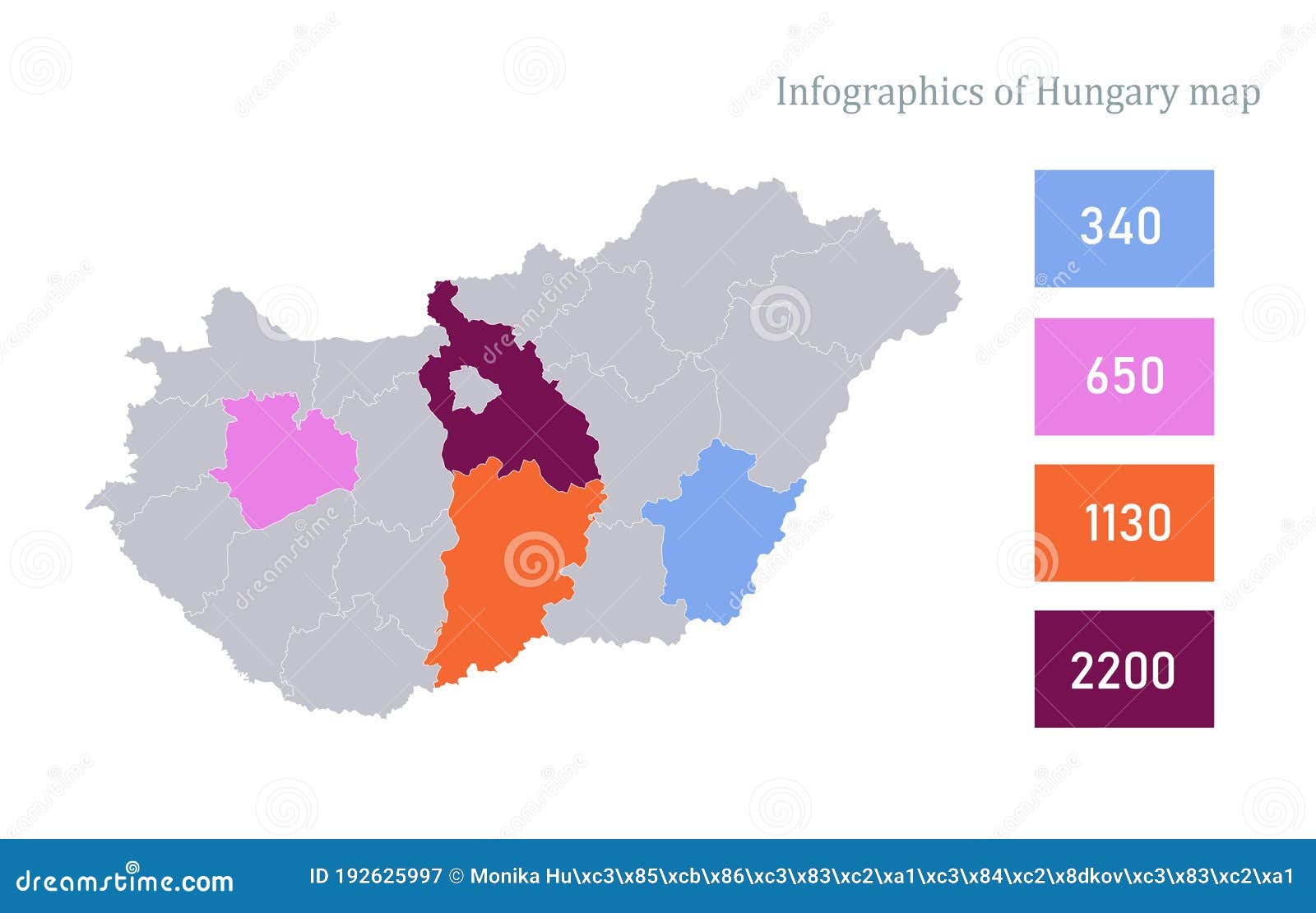 Infographics of Hungary Map, Individual Regions Stock Vector ...