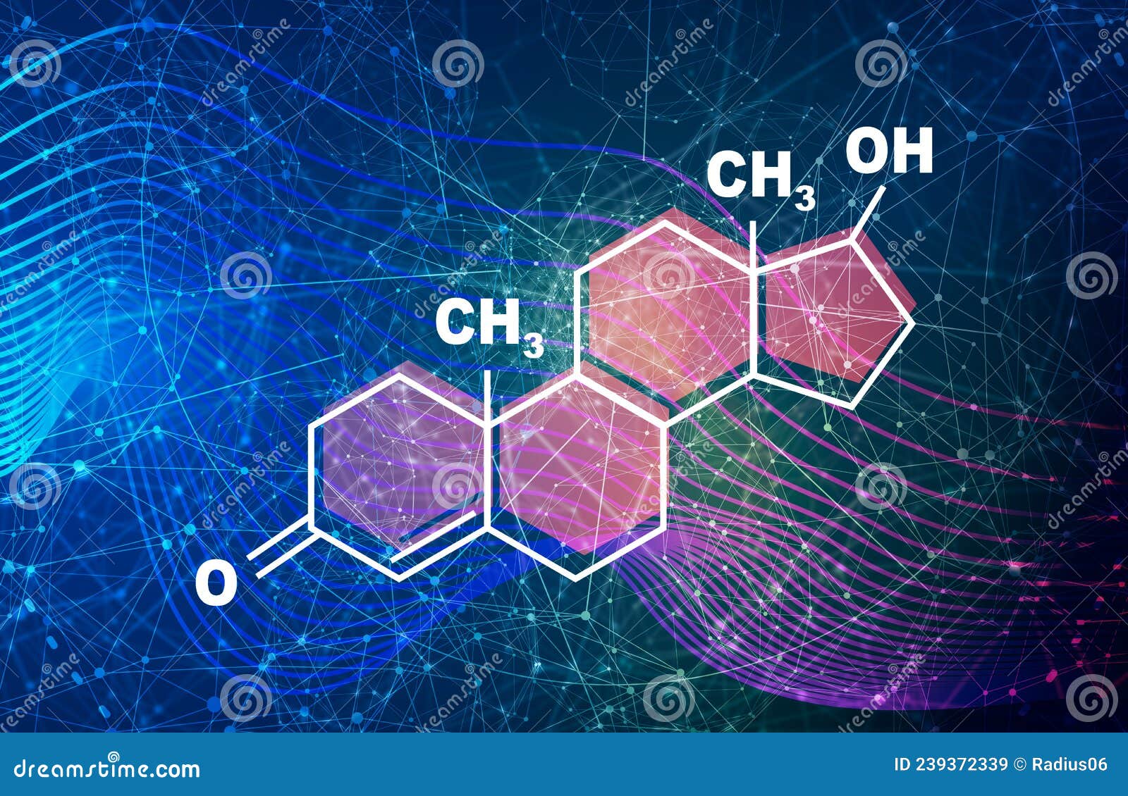 Chemical Molecular Formula Of Human Hormone Testosterone Stock