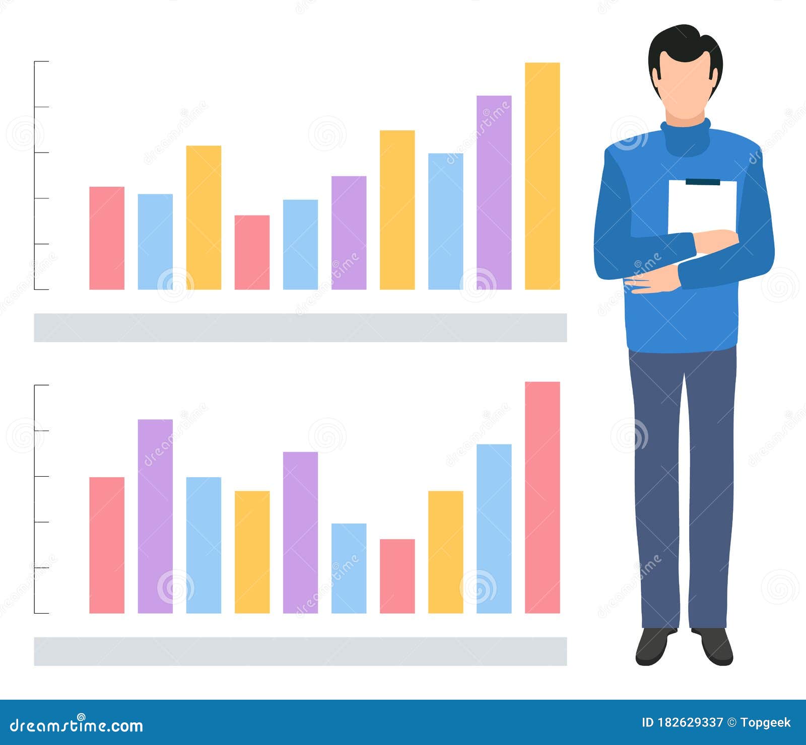 Infographics and Infocharts with Man and Paper Stock Vector ...