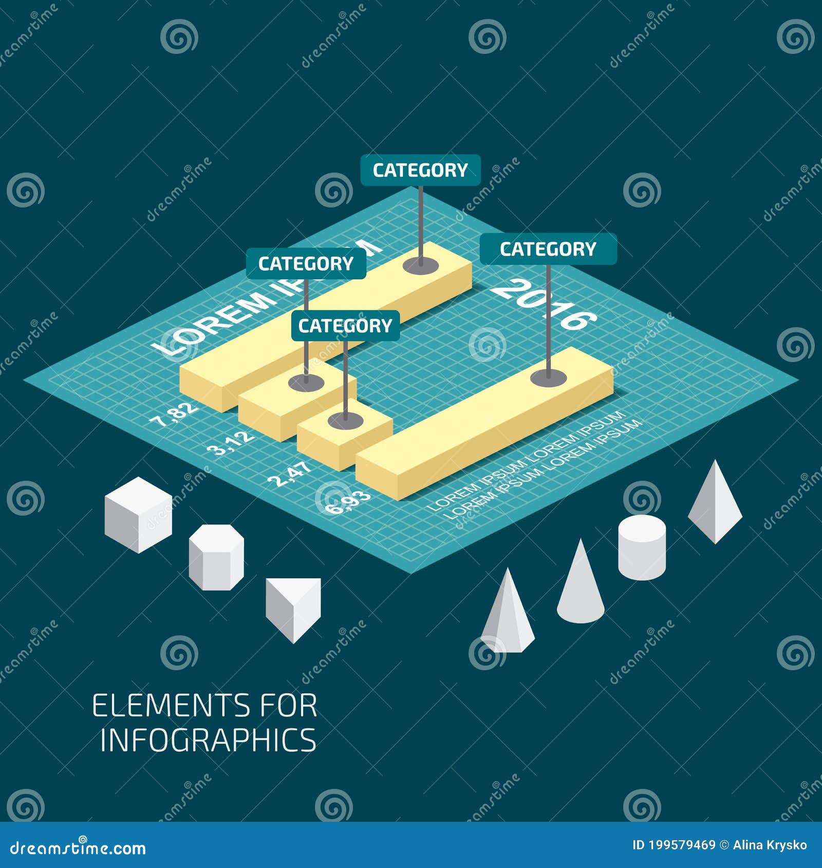 Infographics Isometrics, The Girl Conducts Training Showing Holographic ...