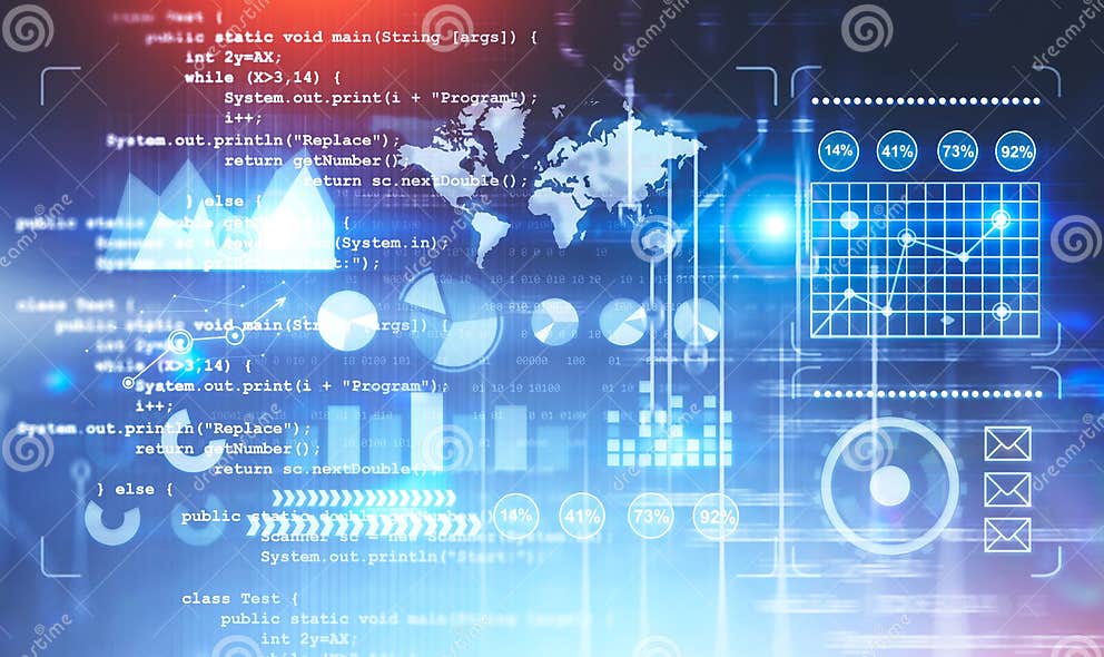 Infographics Interface with Code Strings Stock Illustration ...