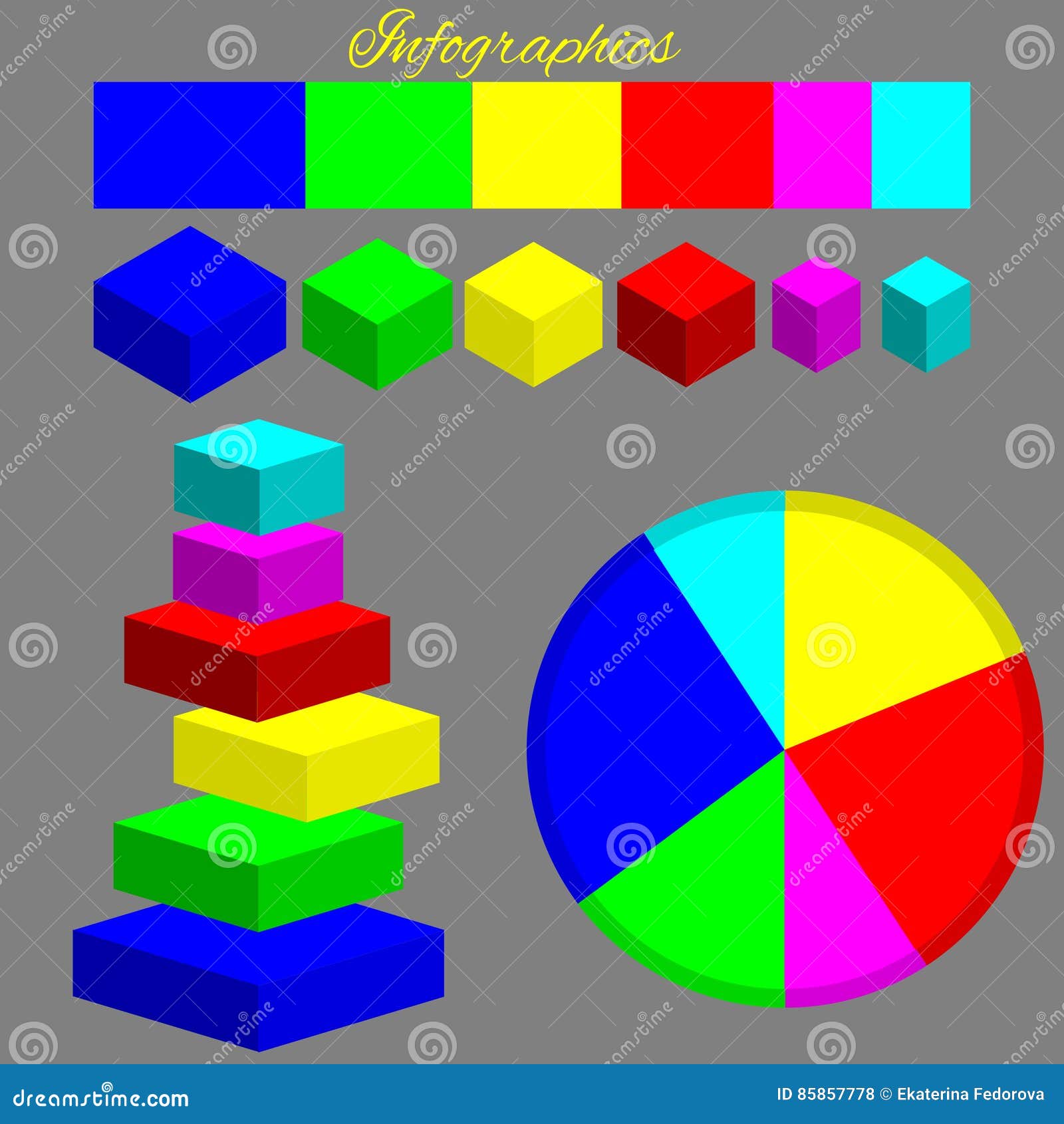 Infographics, Isometric Color Figures on a Gray Background Stock Vector ...
