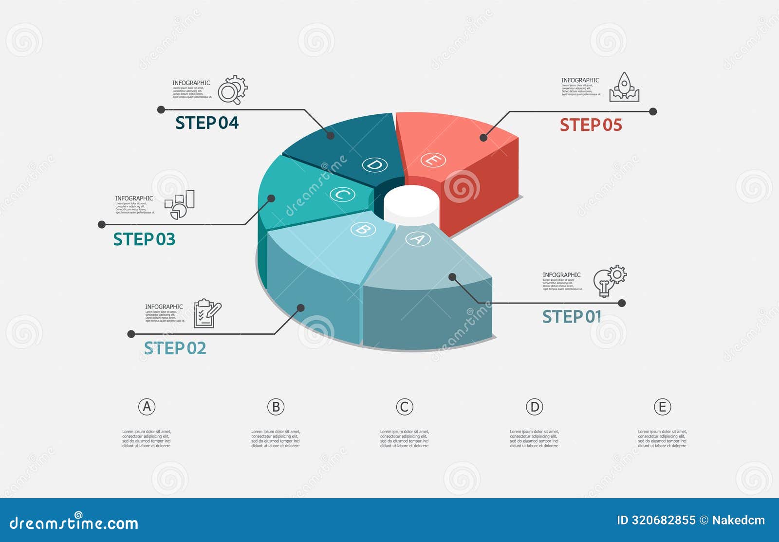 Infographics Isometric 5 Steps for Report Presentation Template ...