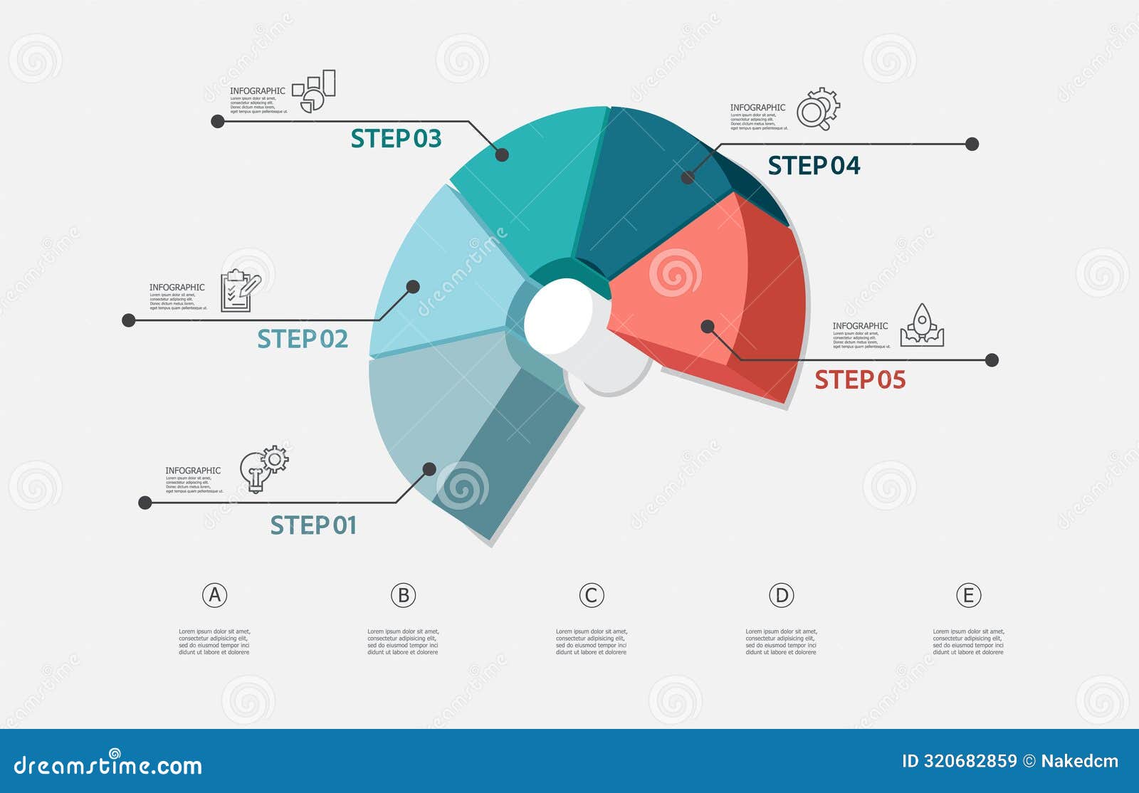 Infographics Isometric 5 Steps for Report Presentation Template ...