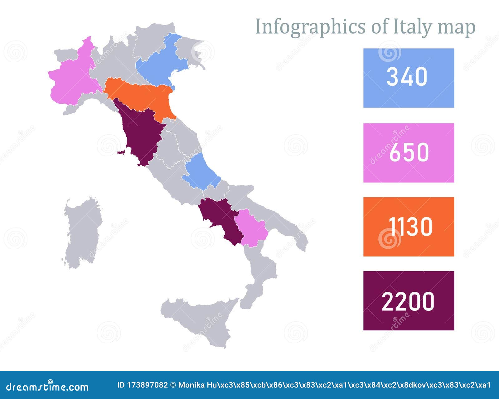 Infographics of Italy Map, Individual States Stock Vector ...