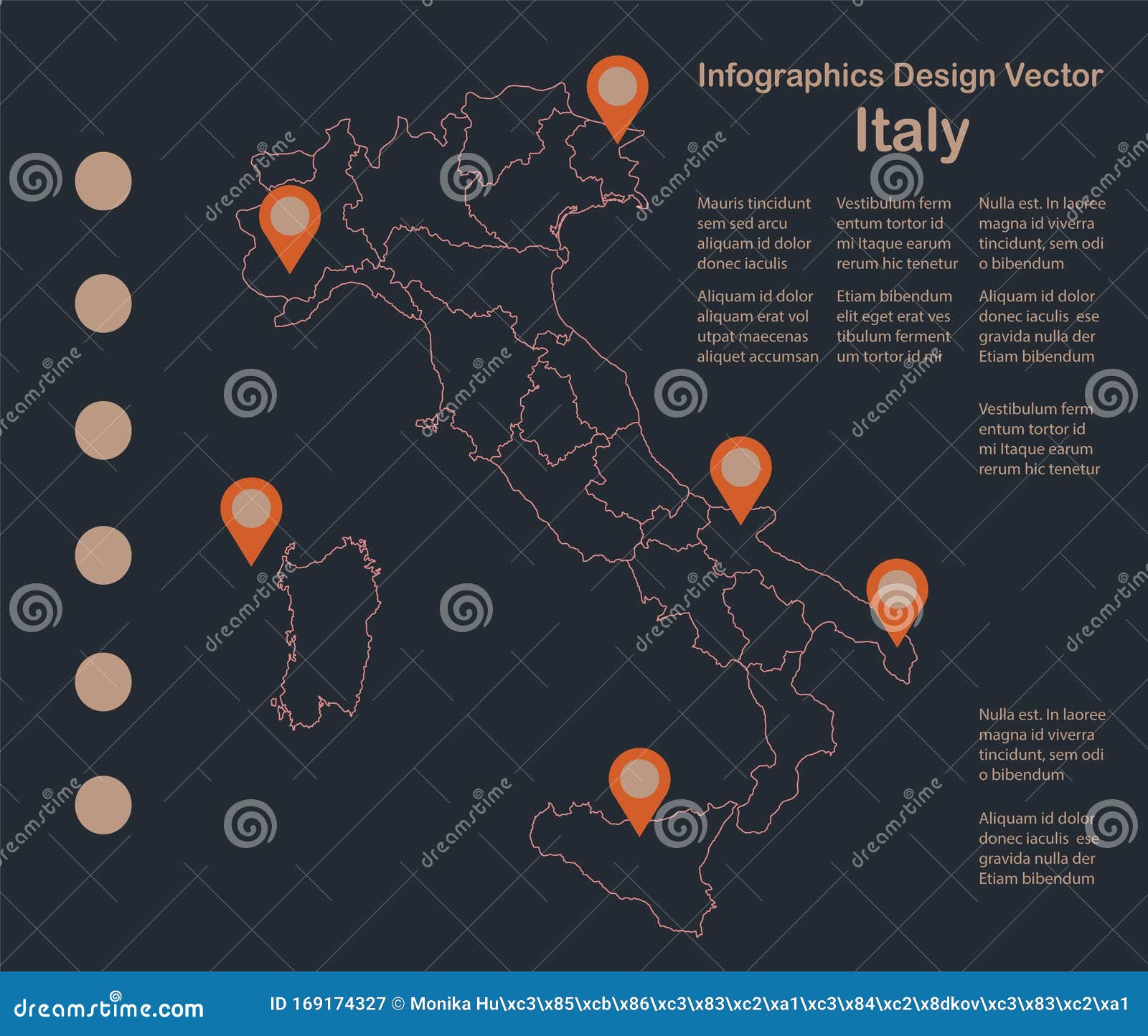 Infographics Italy Map Outline, Flat Design, Administrative Division ...