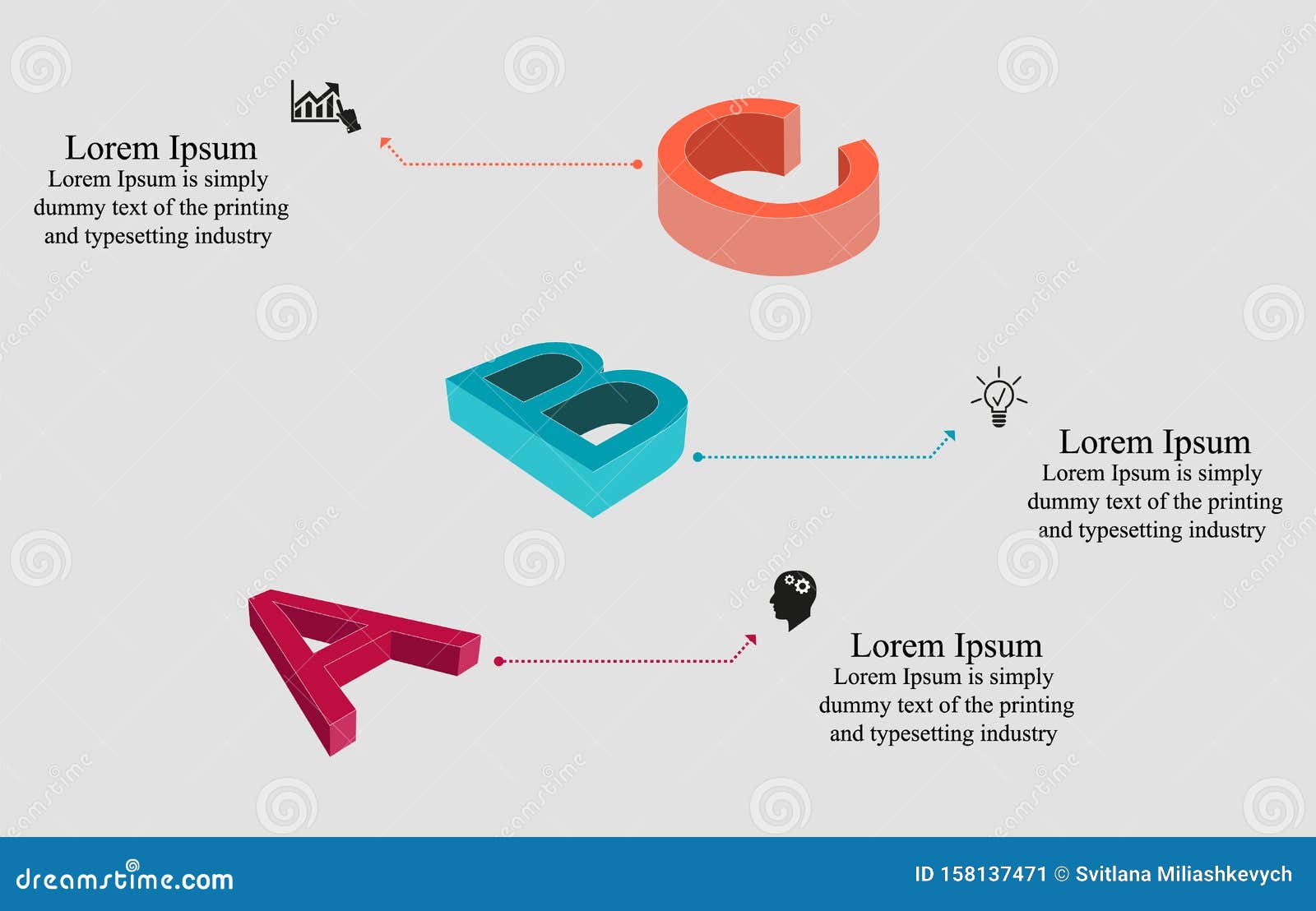 Infographics with Letters in Three Stages Stock Illustration ...