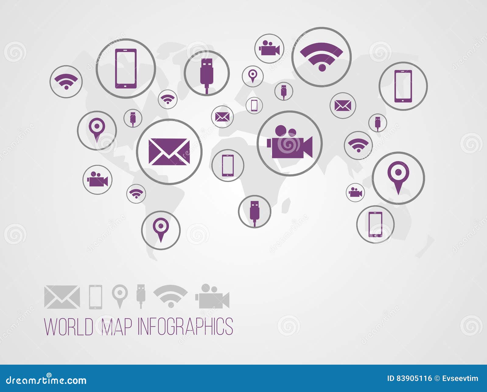 Infographics Map with Symbols Stock Vector - Illustration of globe ...