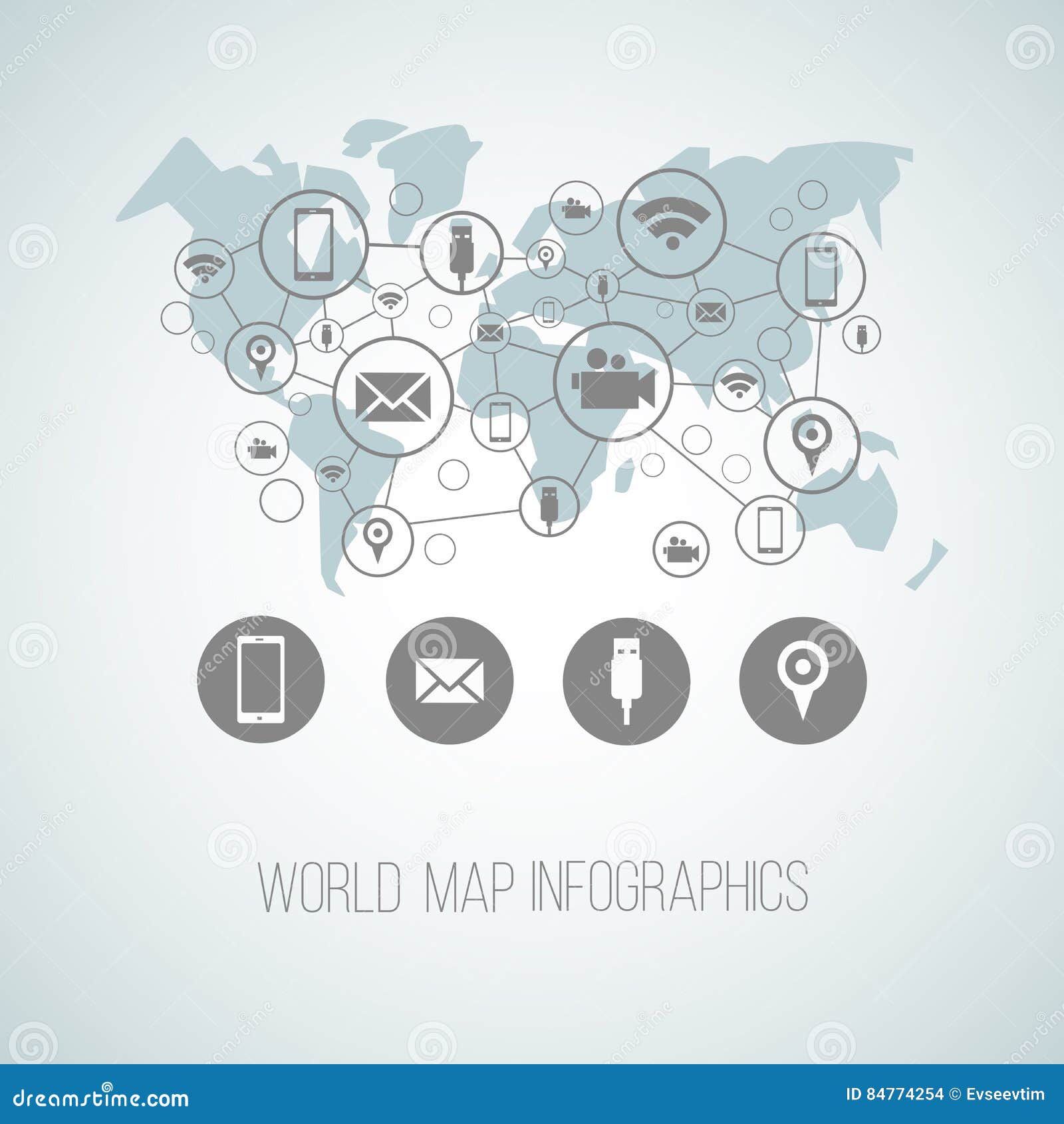 Infographics Map with Symbols Stock Vector - Illustration of global ...