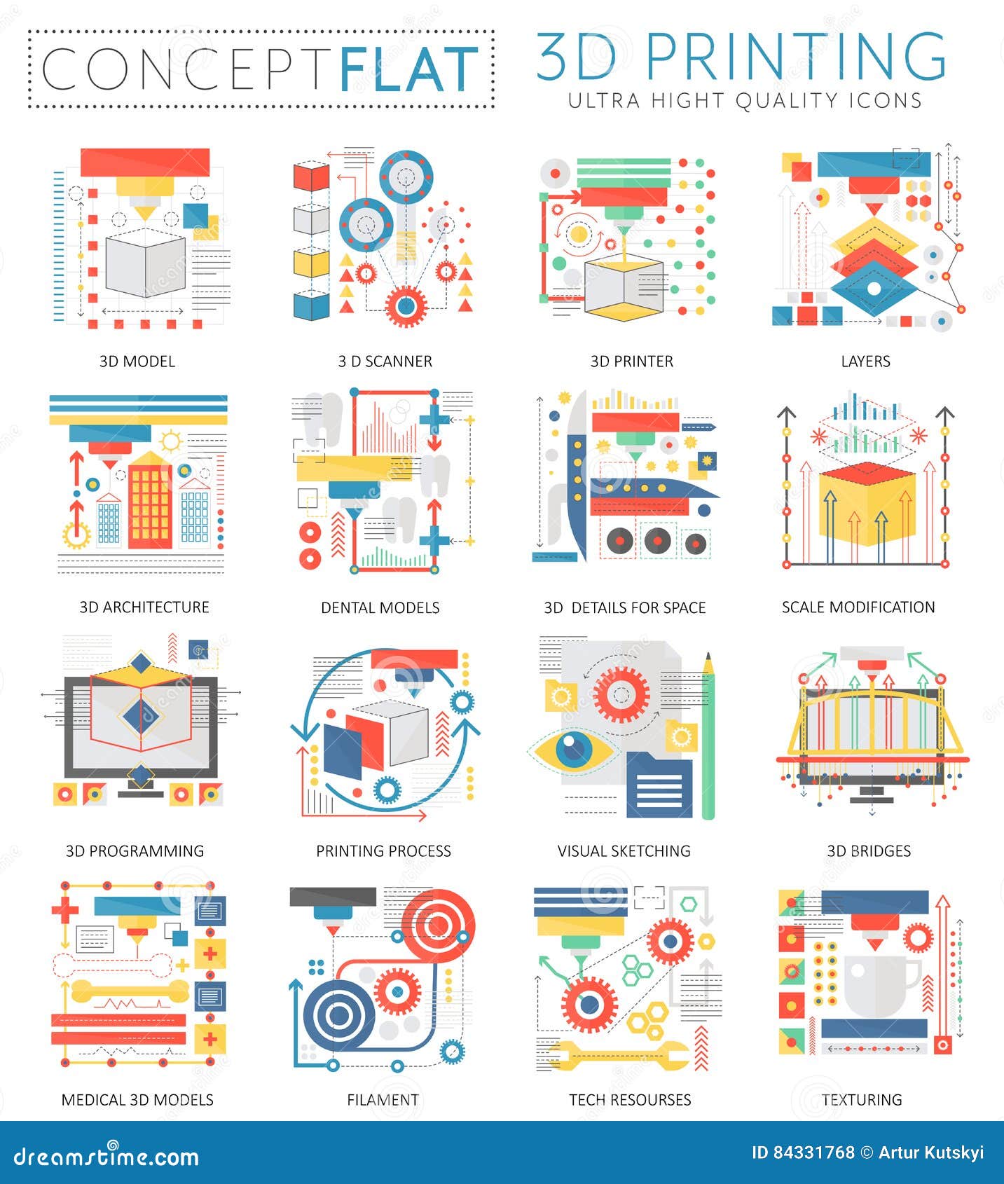 Infographics Mini Concept Future Technology Icons For Web. Vector ...