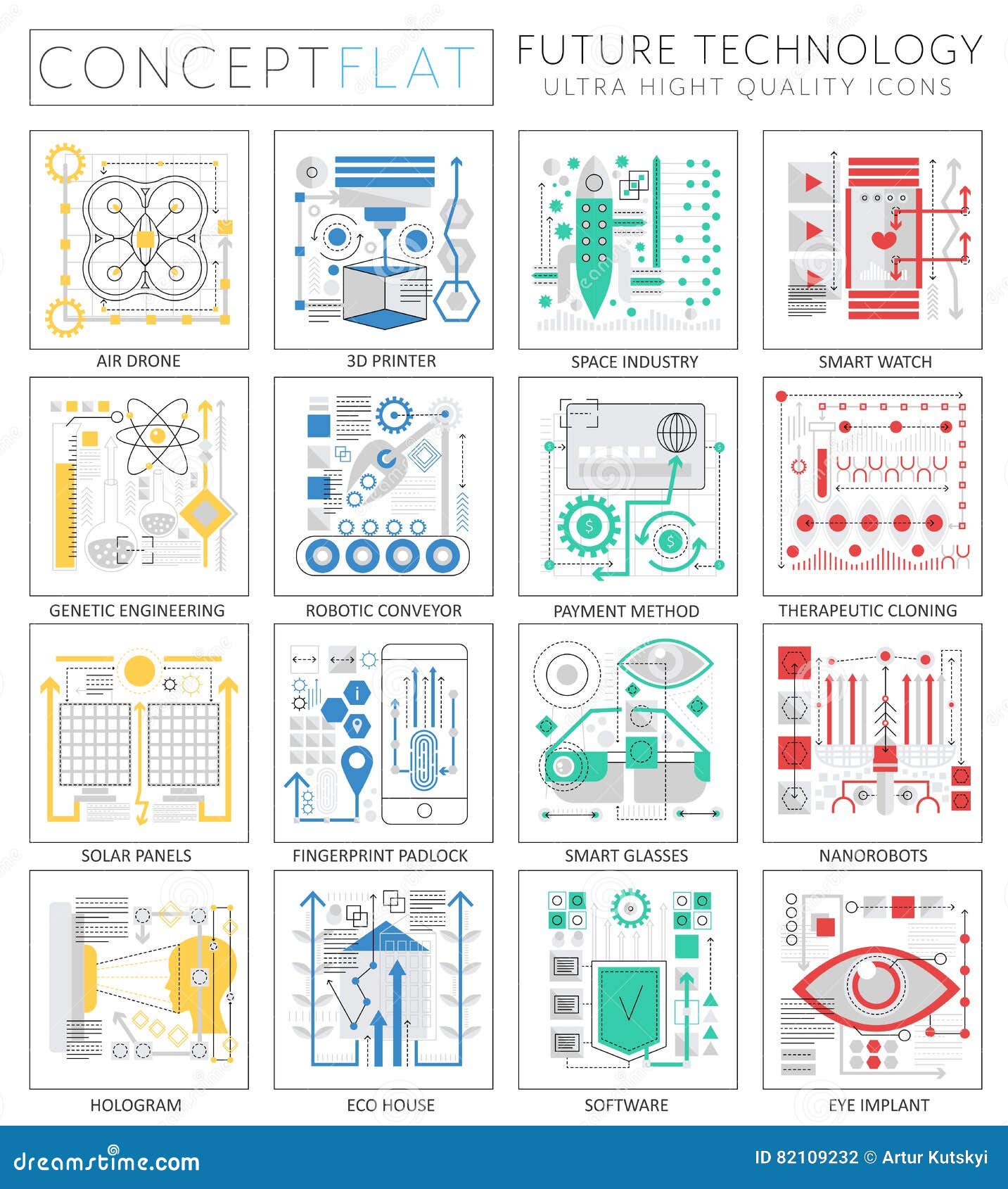 Infographics Mini Concept Future Technology Icons for Web. Stock Vector ...