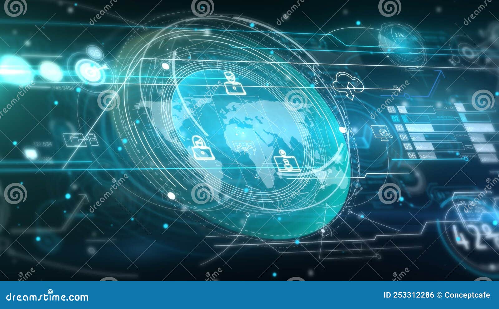 Infographics on Network Communications and Data Streams Stock Footage ...