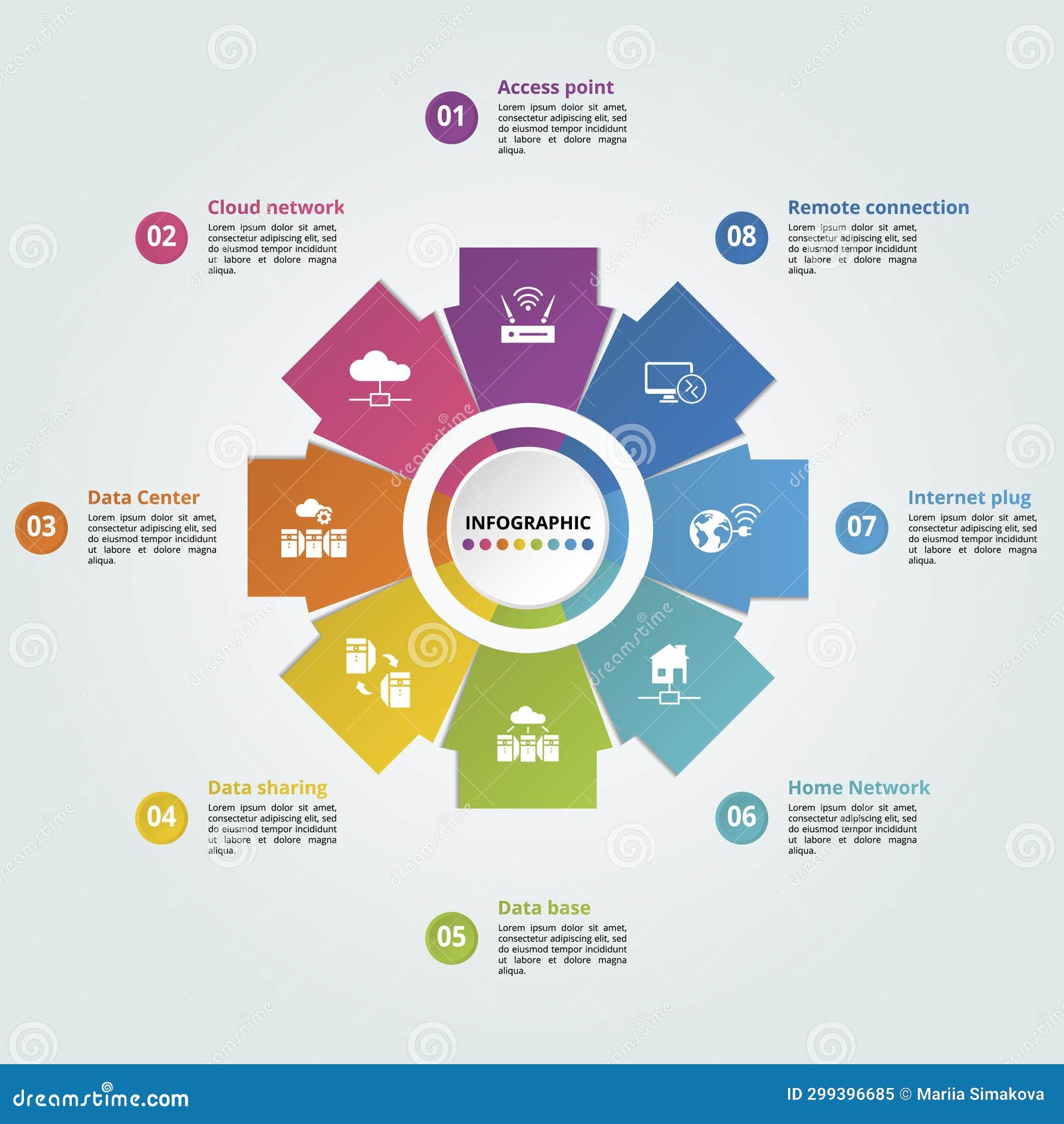 Infographics with Networking Theme Icons, 10 Steps. Such As Access ...